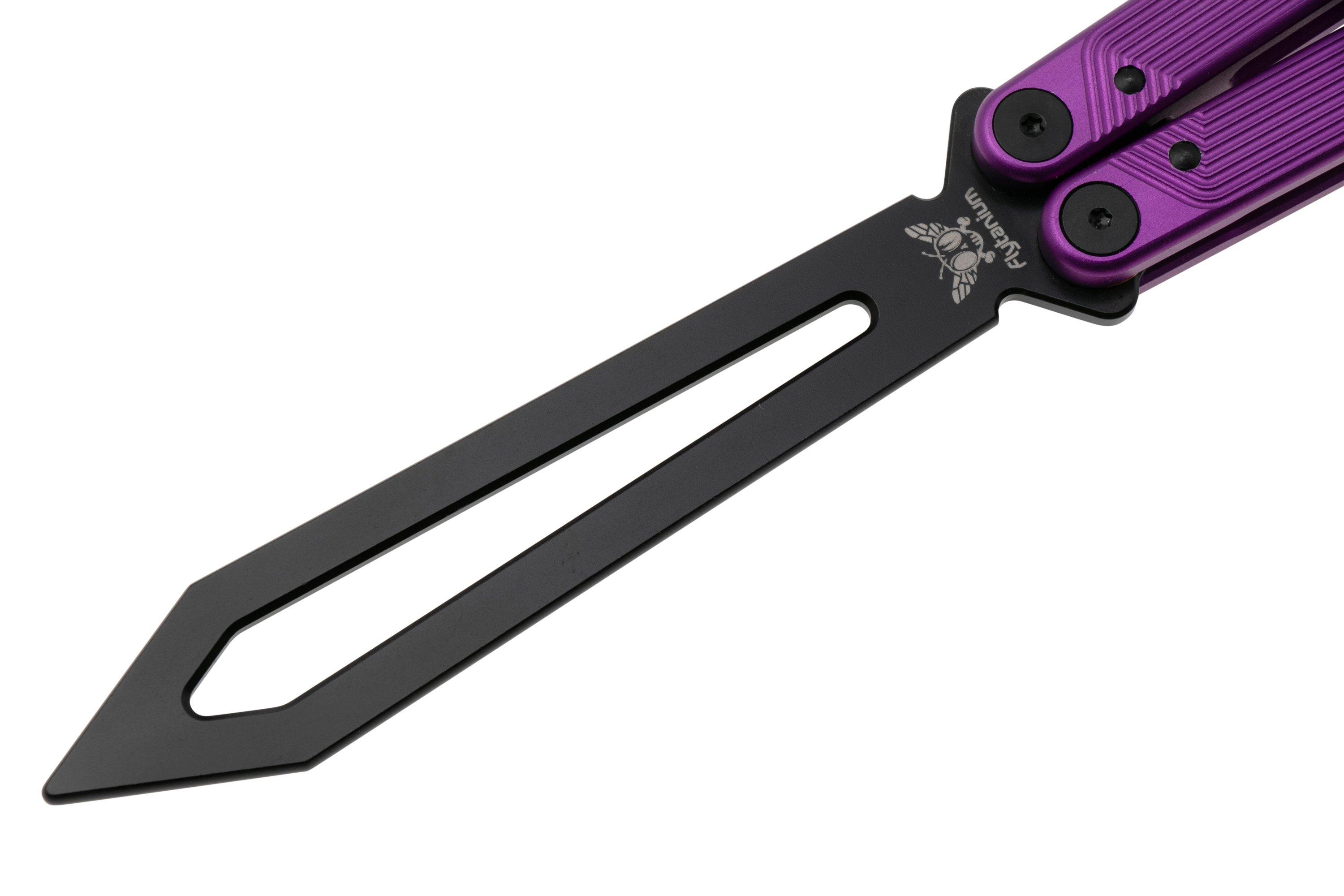 Flytanium Zenith Balisong Trainer 1261NPB Black, Nebula Purple Aluminum ...