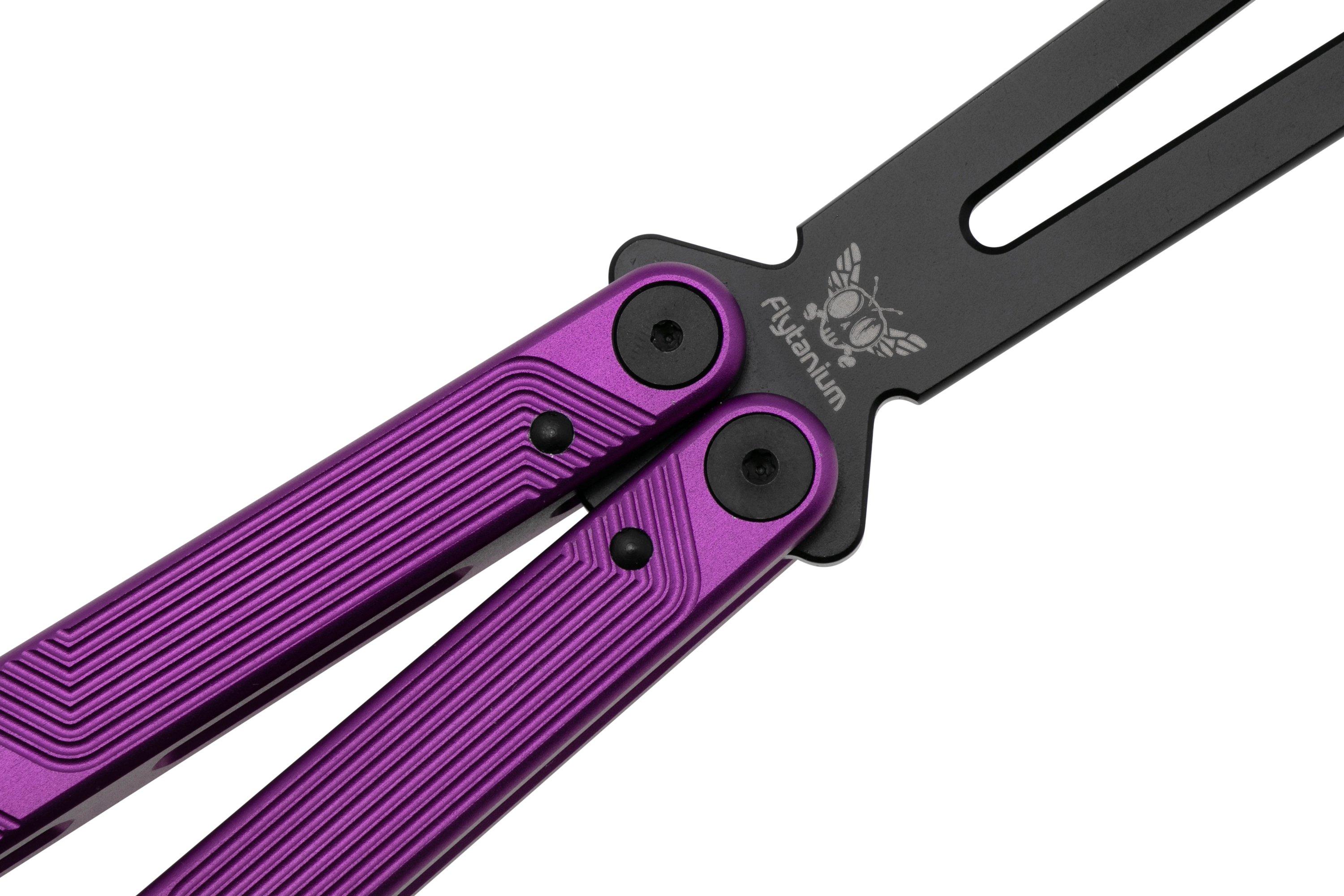 Flytanium Zenith Balisong Trainer 1261NPB Black, Nebula Purple Aluminum ...