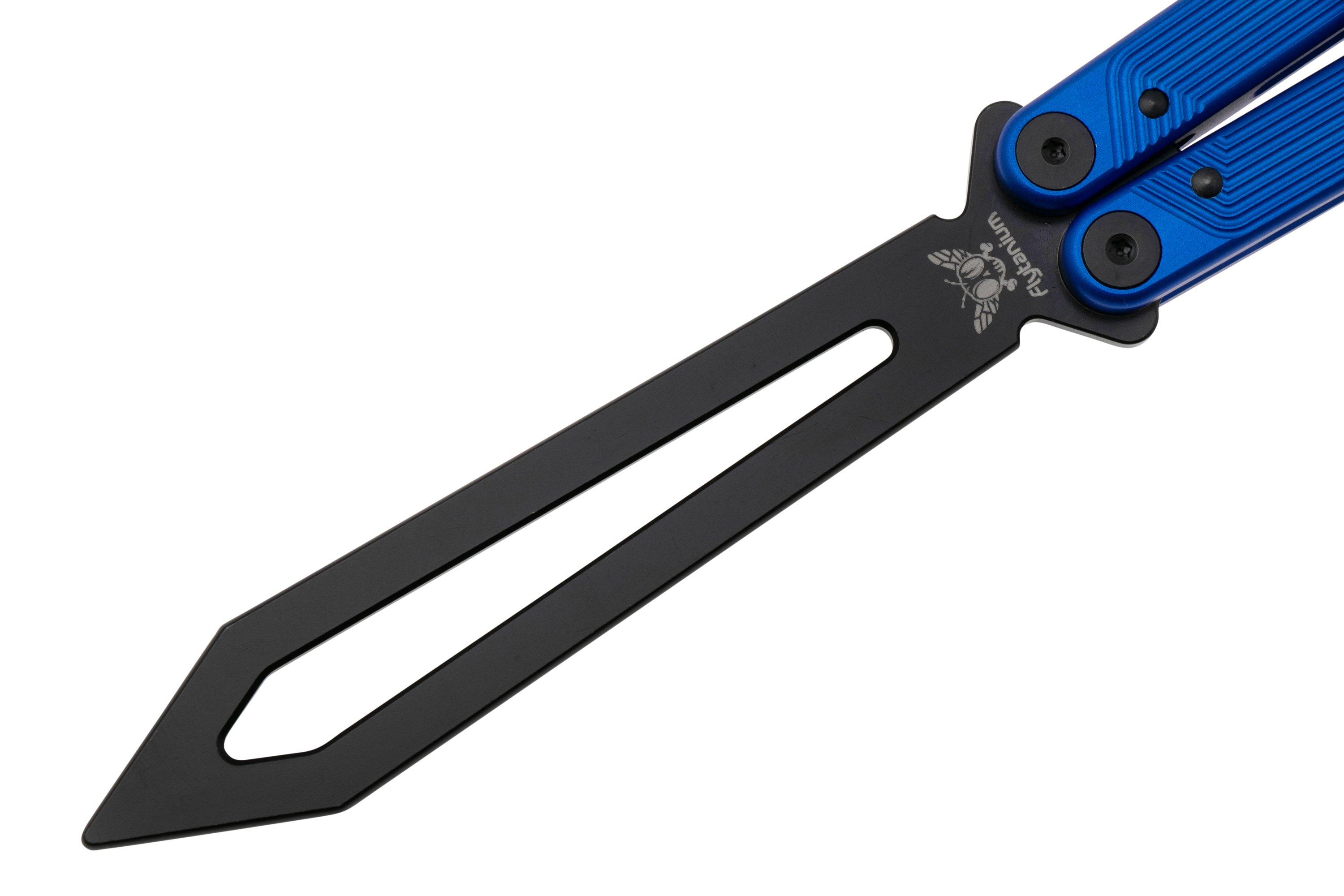 Flytanium Zenith Balisong Trainer 1261SBK Black, Static Blue Aluminum ...