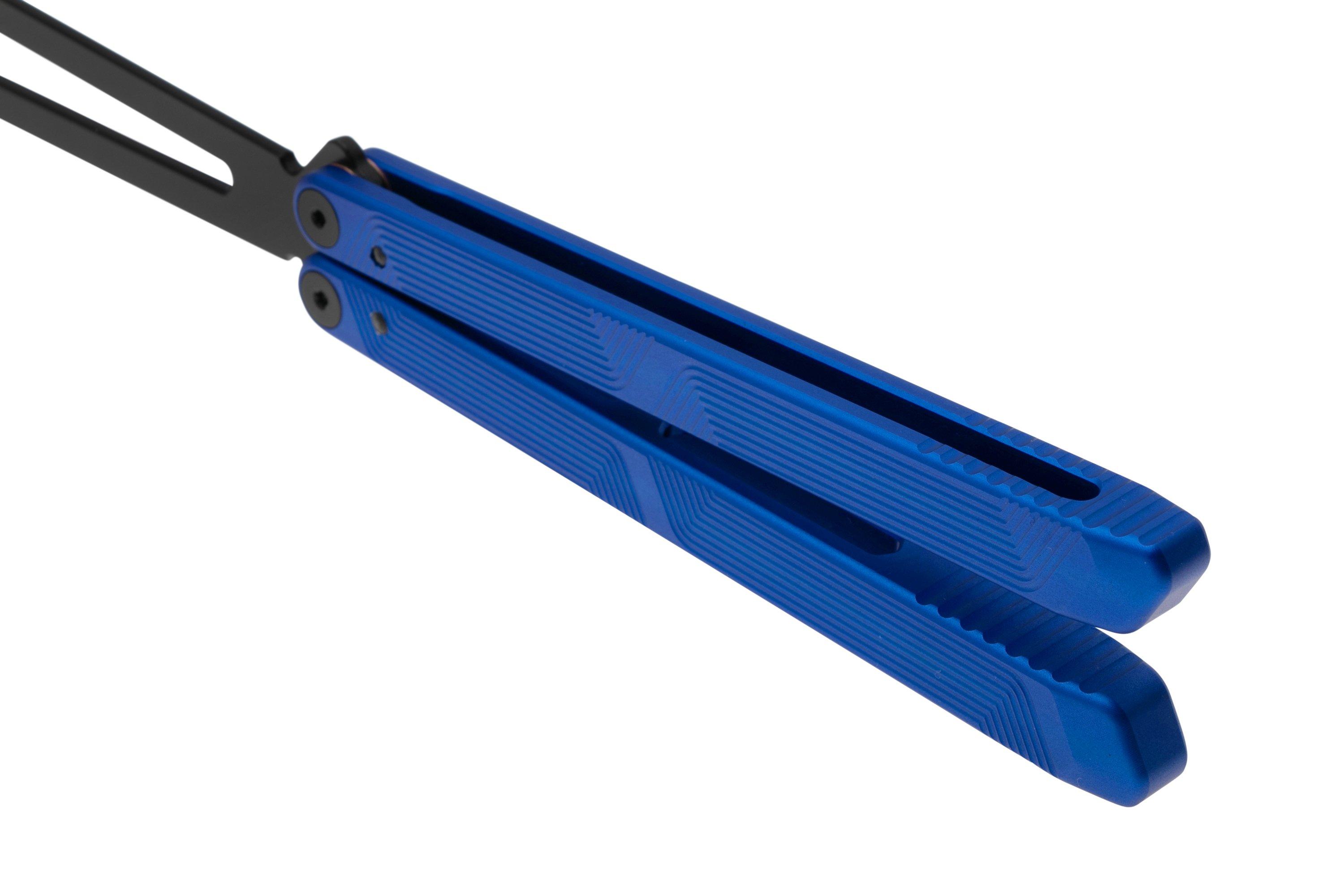 Flytanium Zenith Balisong Trainer 1261SBK Black, Static Blue Aluminum ...
