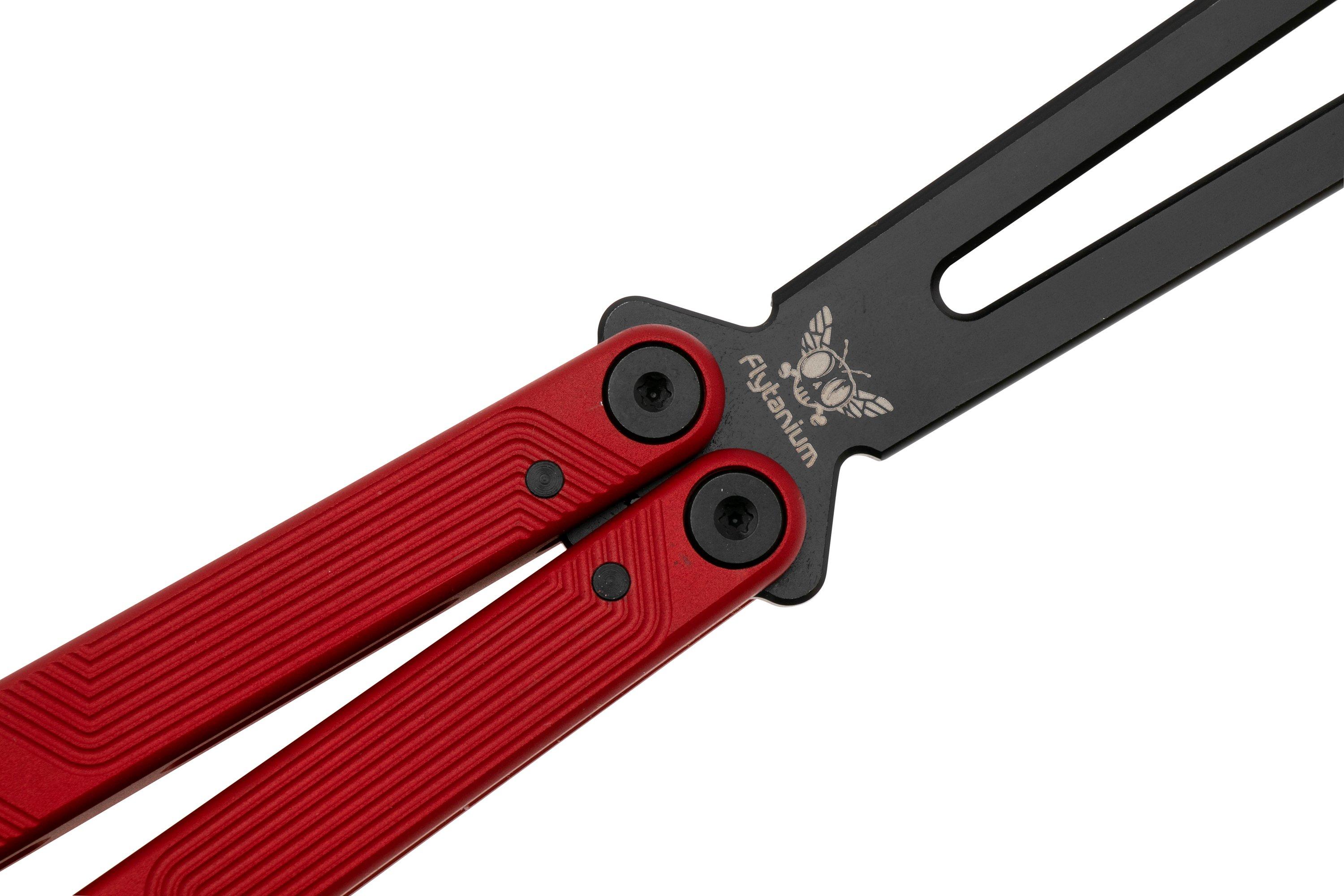 Flytanium Zenith Trainer 2.0 1385LRB Black, Lava Red Aluminum, balisong trainer | Advantageously ...