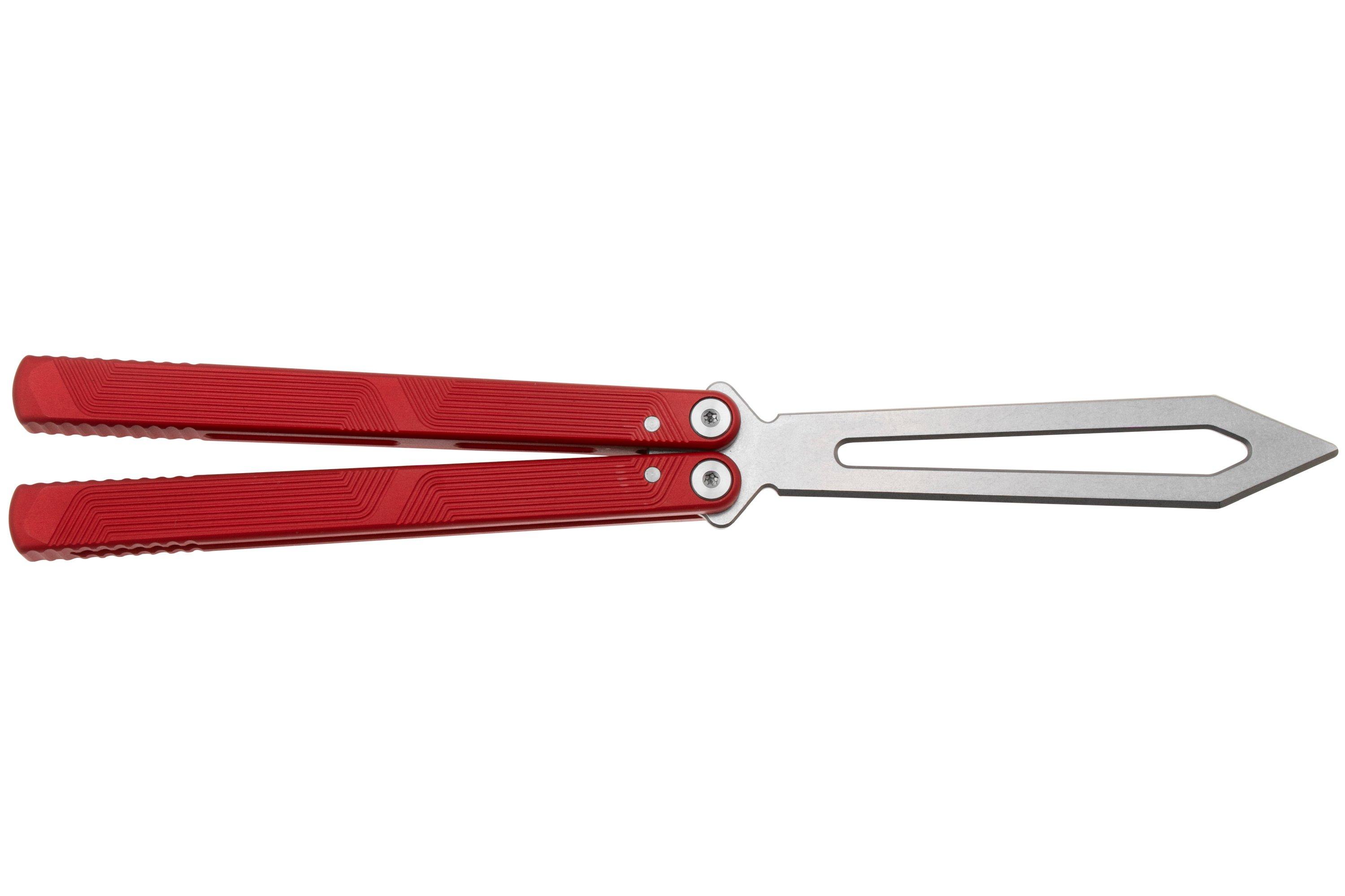 Flytanium Zenith Trainer 2.0 1385LRS Stonewash, Lava Red Aluminum, balisong trainer ...