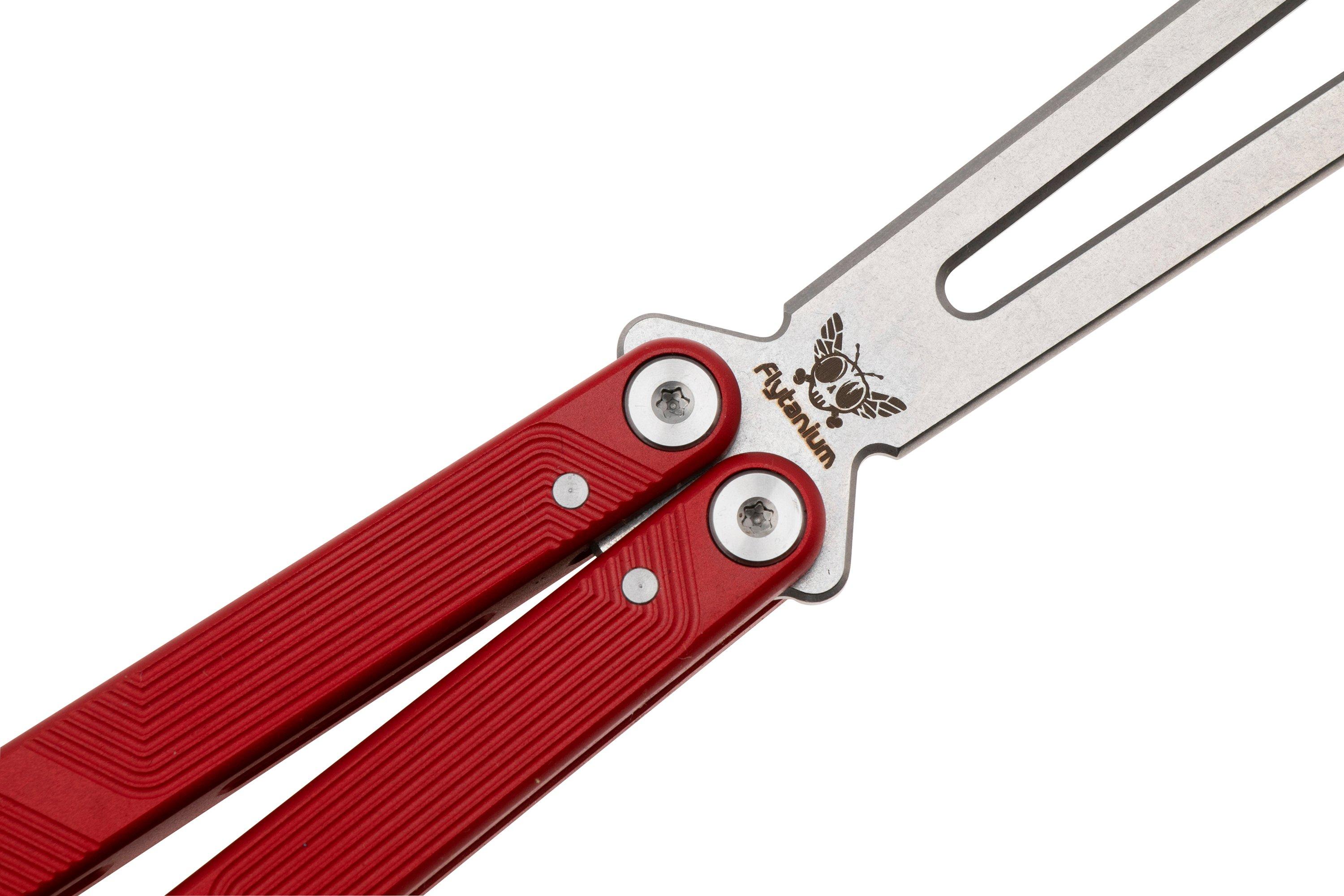 Flytanium Zenith Trainer 2.0 1385LRS Stonewash, Lava Red Aluminum, balisong trainer ...