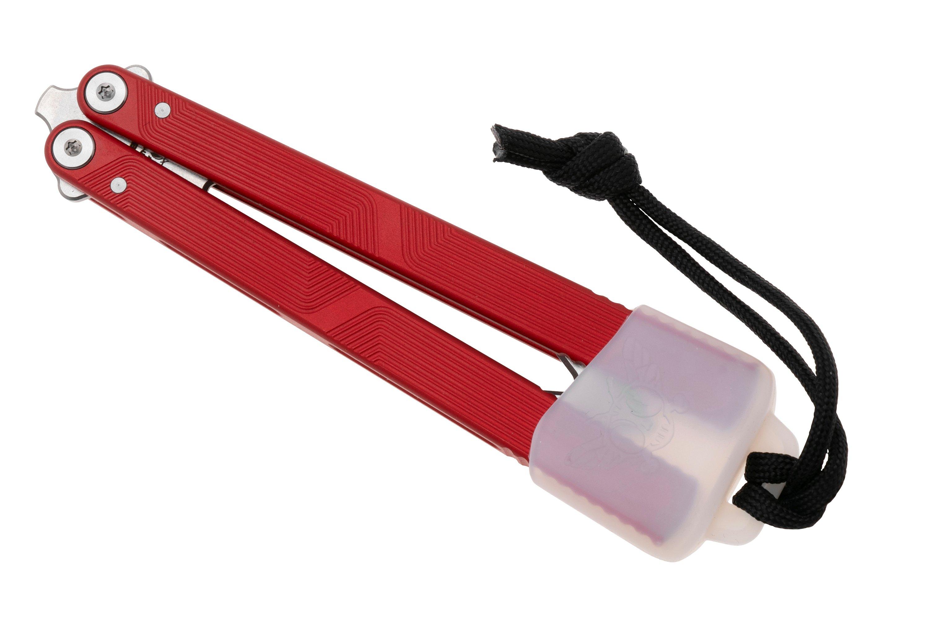 Flytanium Zenith Trainer 2.0 1385LRS Stonewash, Lava Red Aluminum, balisong trainer ...