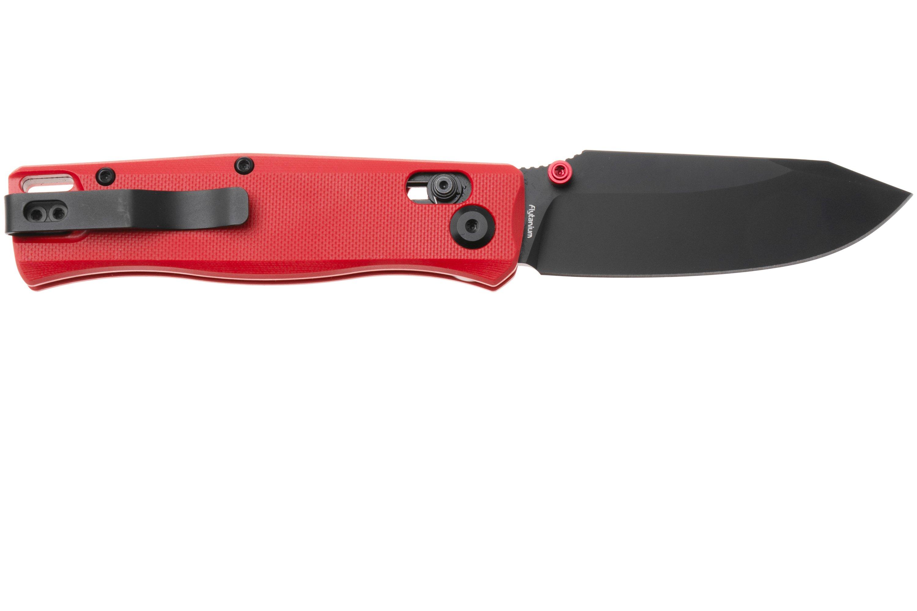 Flytanium Beef FLY-1386FRB, Black PVD 14C28N, Fire Red G10 pocket knife ...