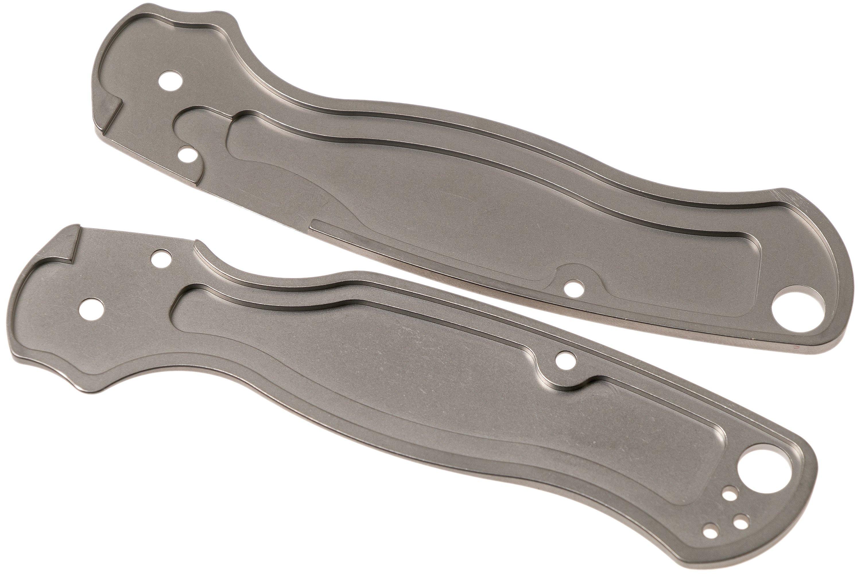 Flytanium Spyderco Paramilitary 2 Lotus Scales, titanium bead blasted ...