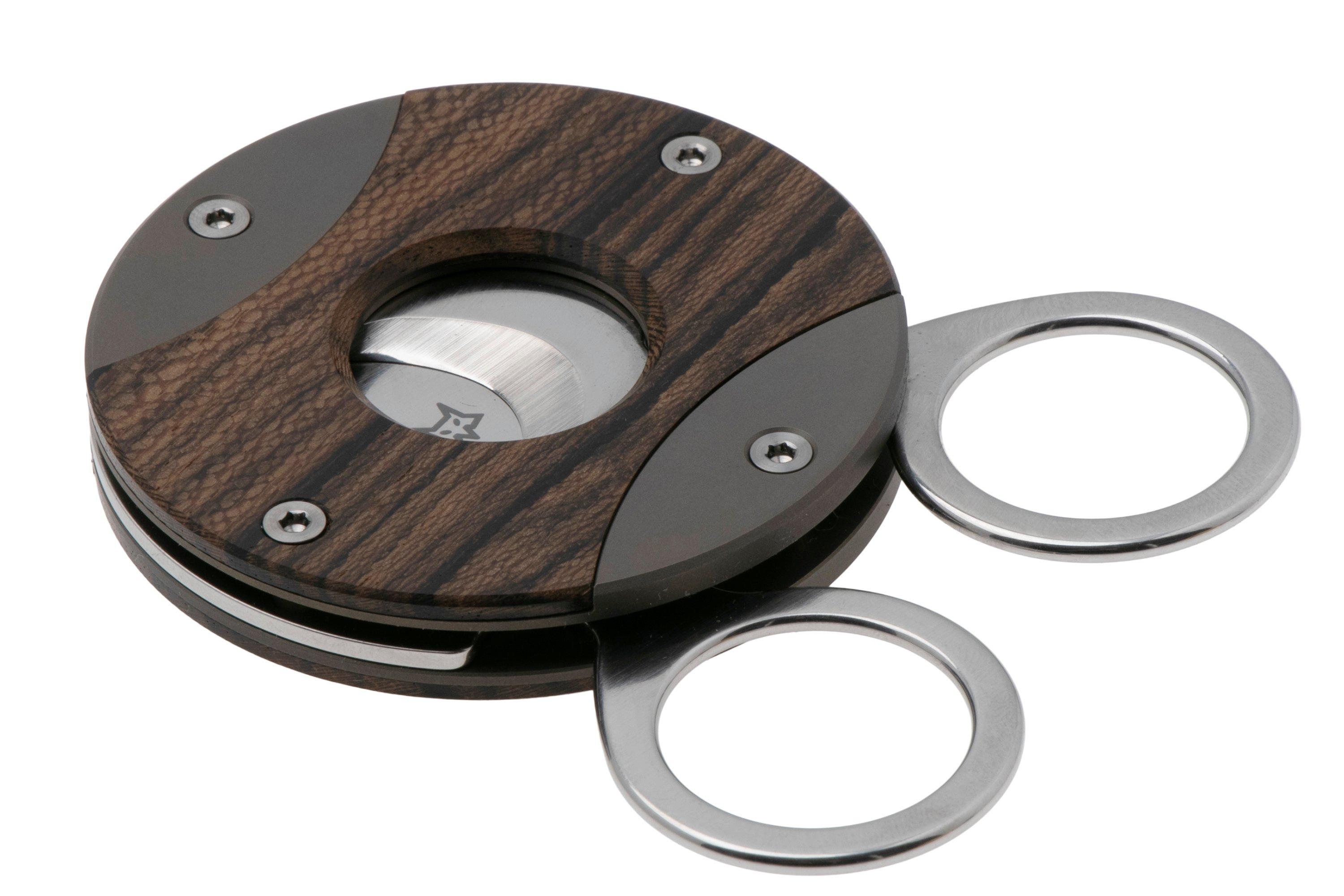 Fox Circle Cigar Cutter 744-ZW, Satin Sandvik 12C27, Ziricote Wood ...