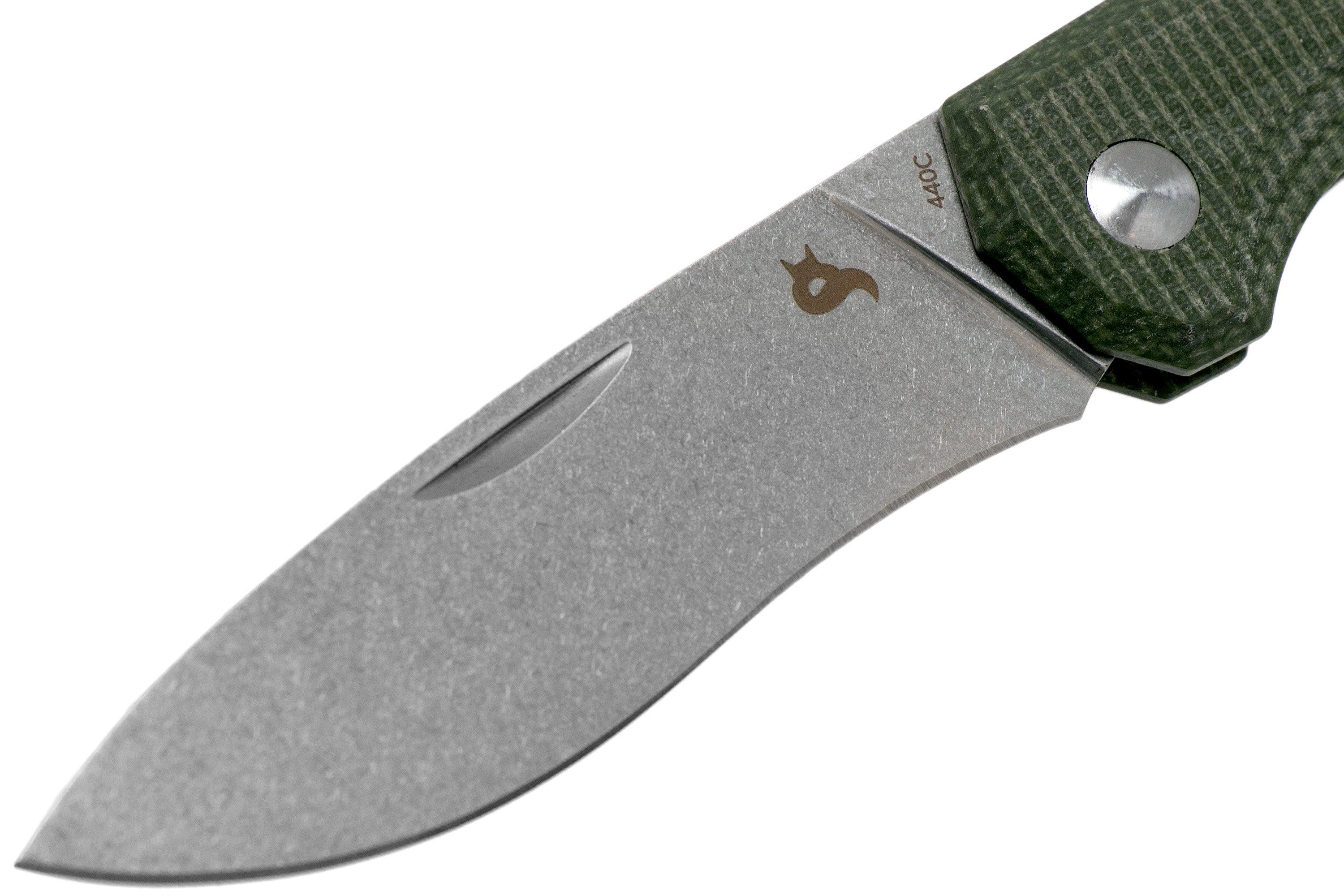 Fox Black Fox Ciol Folding Knife BF-748MI Green Micarta pocket knife ...
