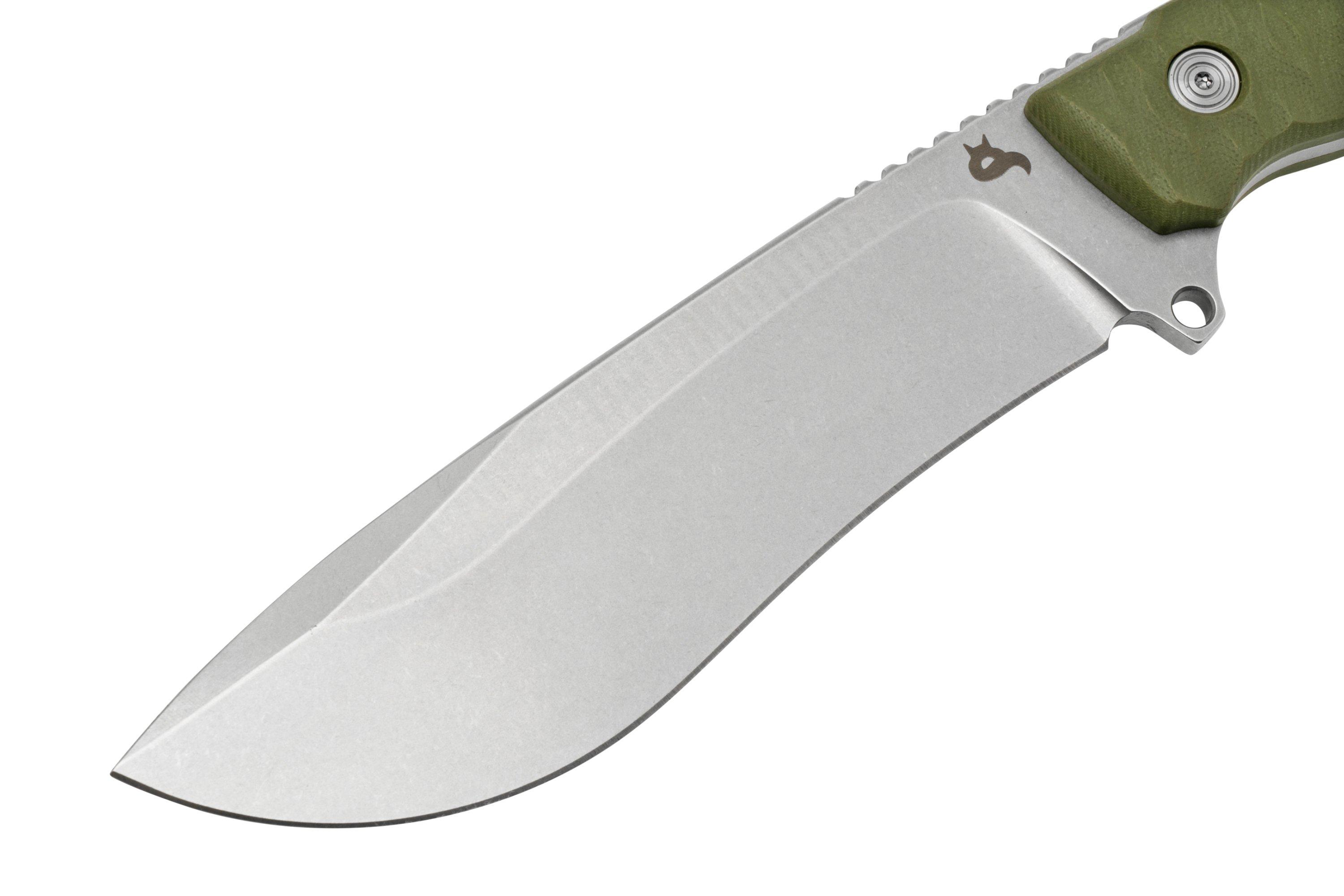 Black Fox Golem, Stonewashed D2 Blade, OD Green G10 fixed knife ...
