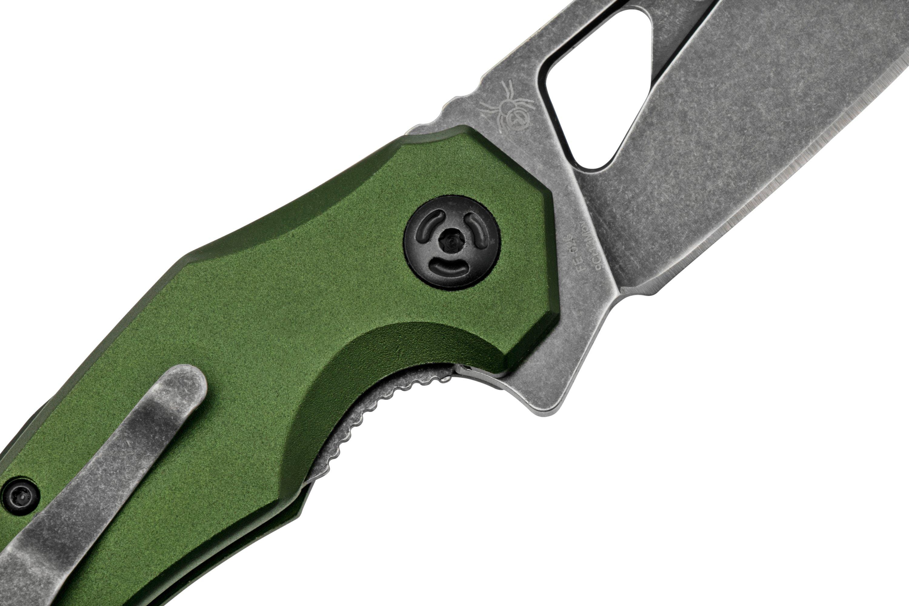 Fox Edge Atrax Black, Green Aluminium FE-026AOD pocket knife ...