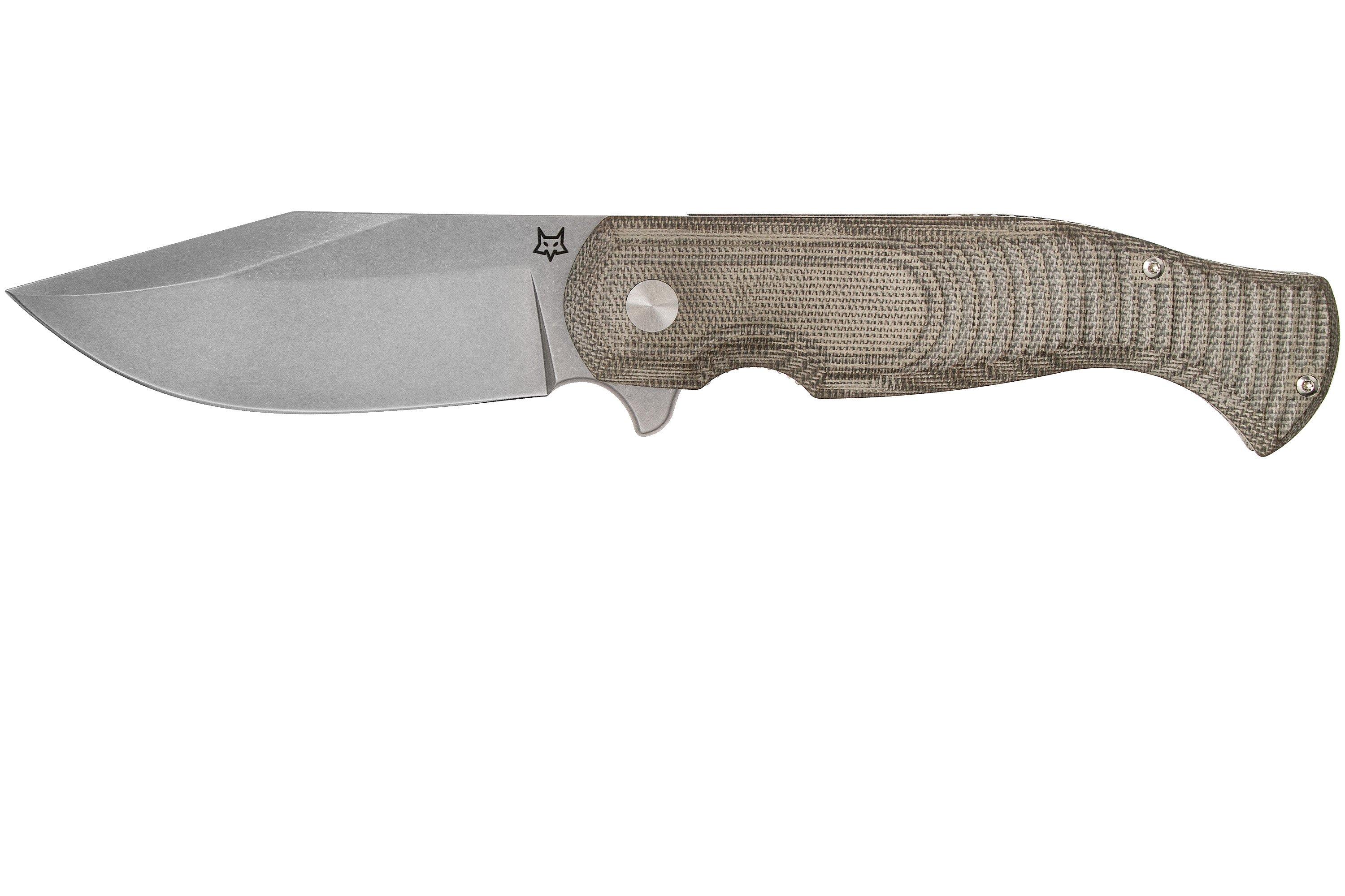 Fox Knives Eastwood Tiger 524G Stonewashed D2, Green Micarta pocket ...