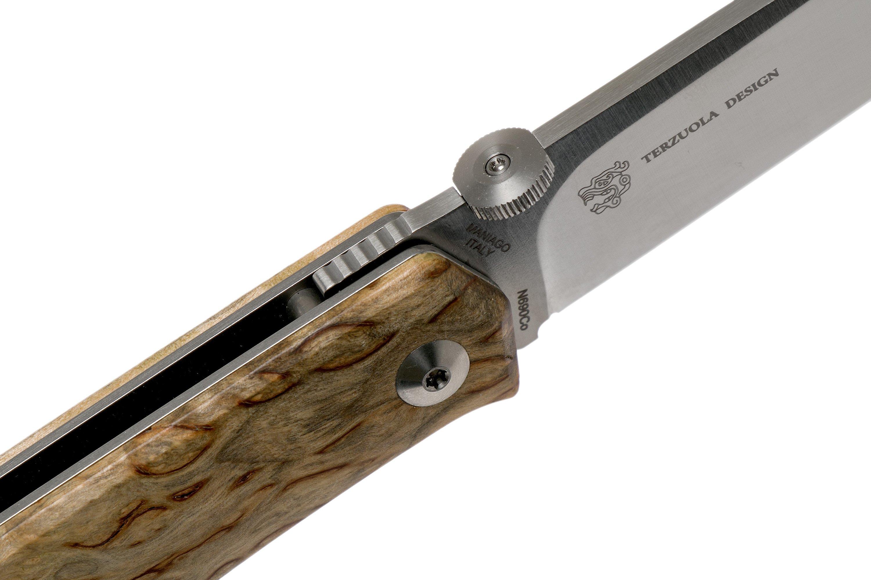 Fox Knives FX-525BE Curly Birch pocket knife, Bob Terzuola design ...