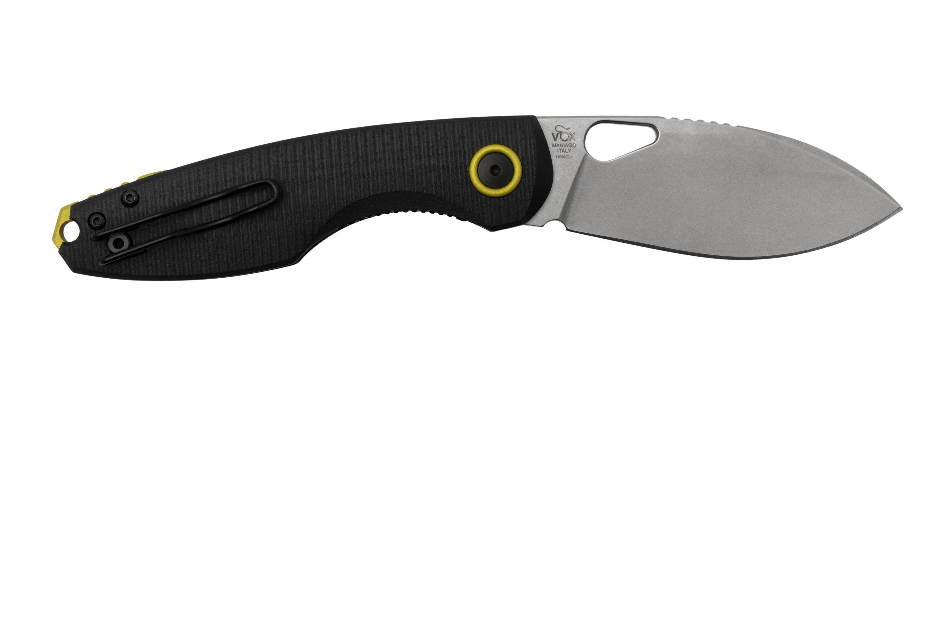 Fox Chilin FX-530-G10B Stonewashed N690, Black G10, couteau de poche, Jesper Voxnaes design ...