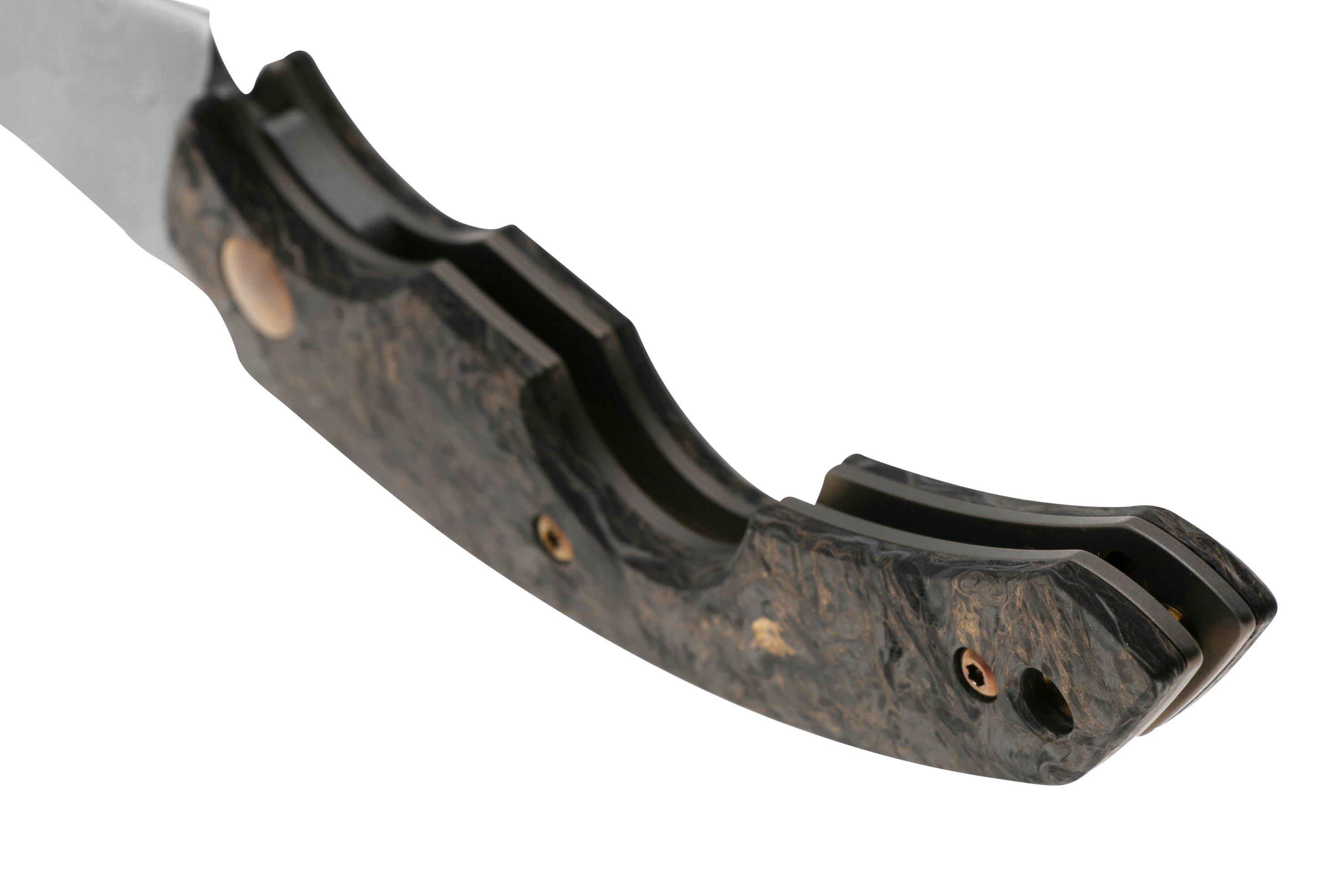 Fox Knives Virtus FX-541 DMG, Damasteel Carbon Fiber cigar-cutter knife ...