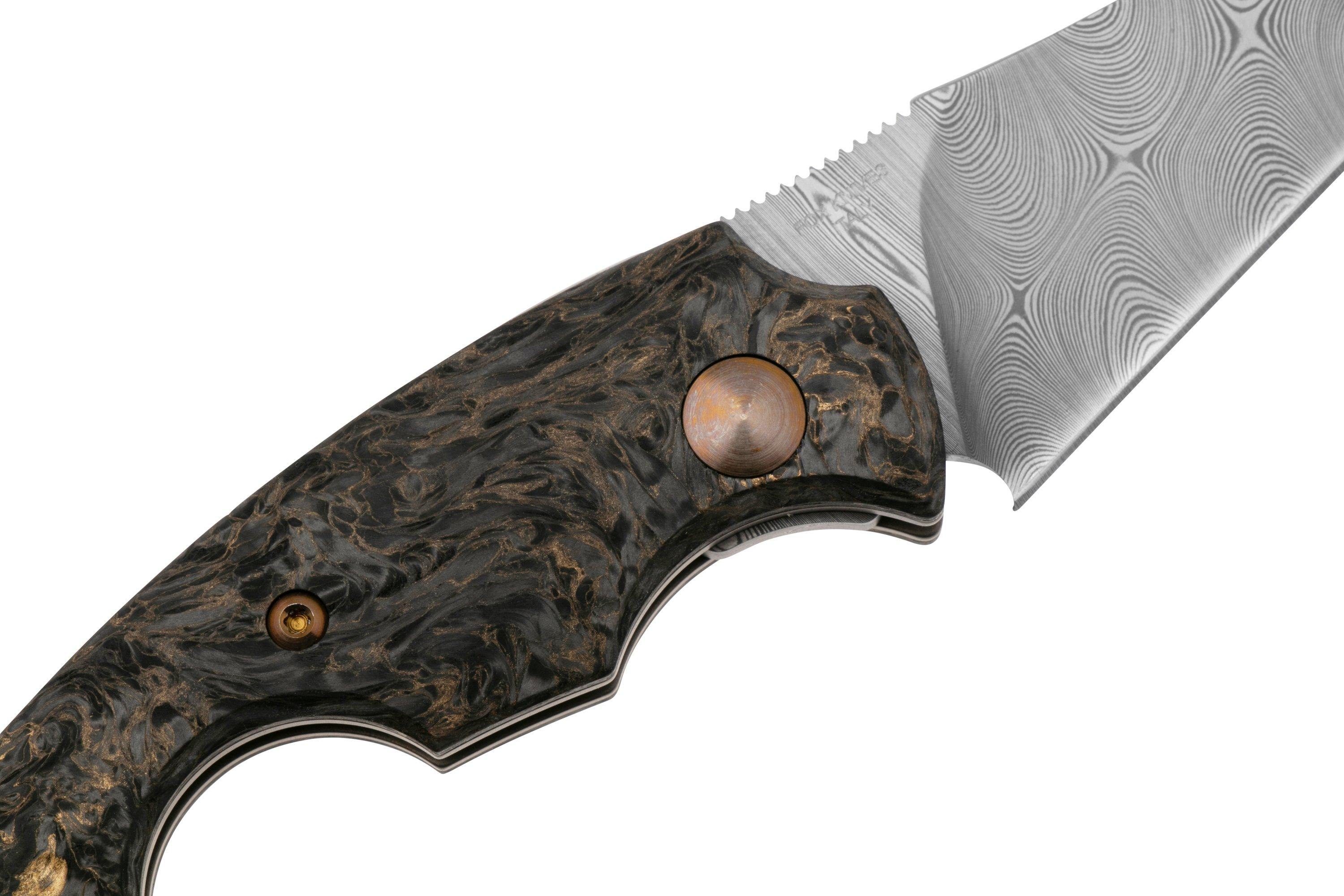 Fox Knives Virtus FX-541 DMG, Damasteel Carbon Fiber cigar-cutter knife ...