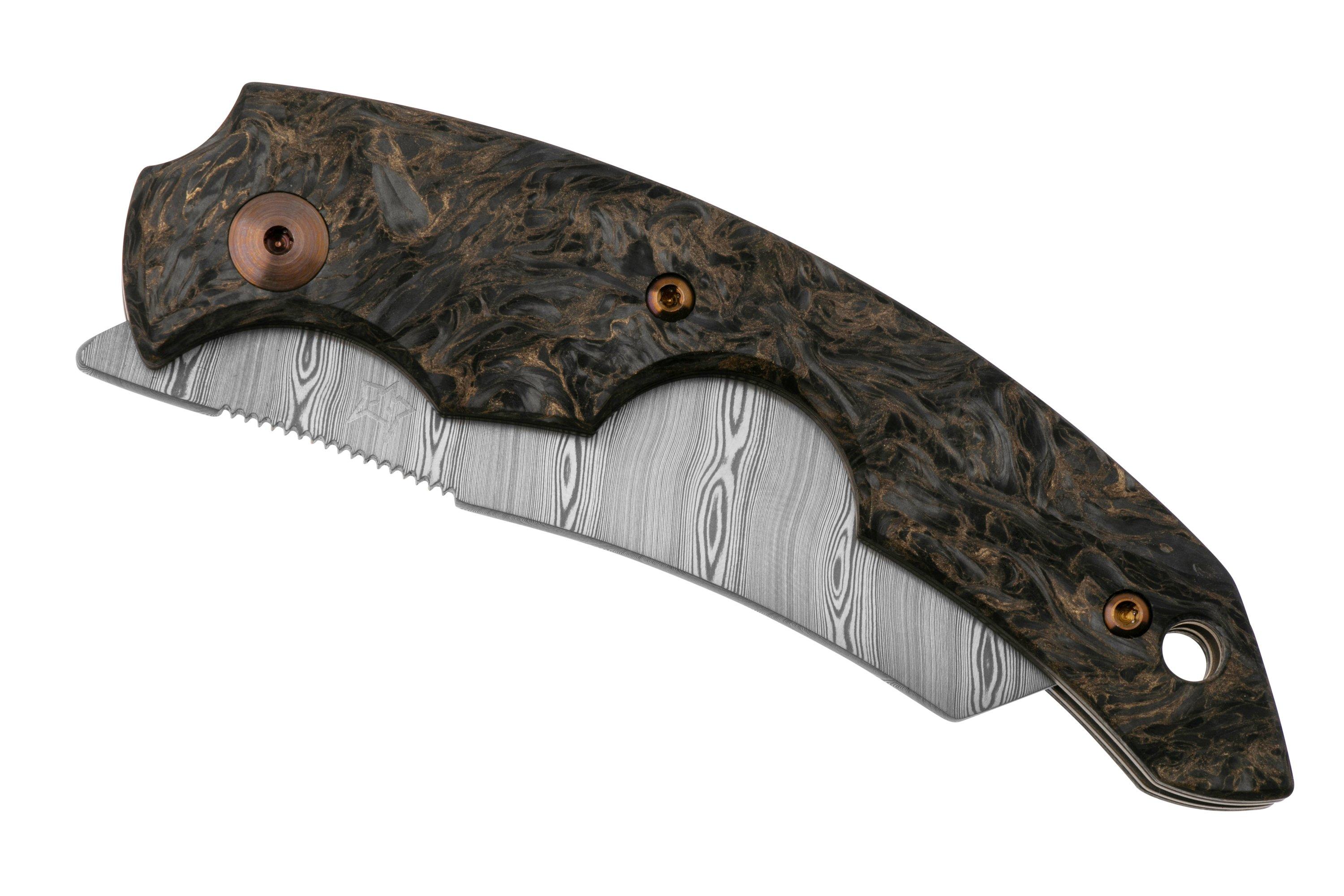 Fox Knives Virtus FX-541 DMG, Damasteel Carbon Fiber cigar-cutter knife ...