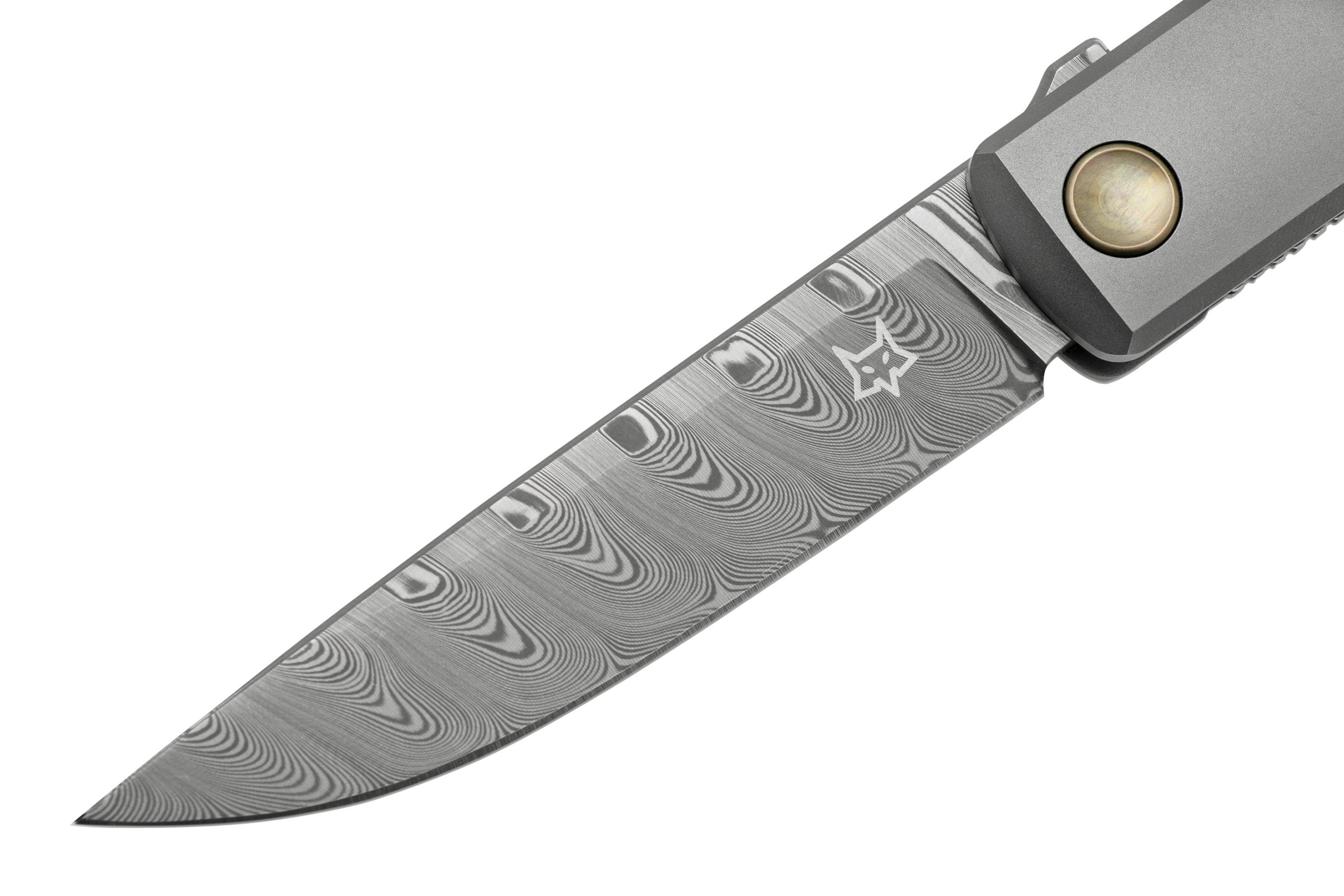 Fox Knives Chnops, FX-543 DBB, Grey Titanium, Damasteel Gysinge pocket ...