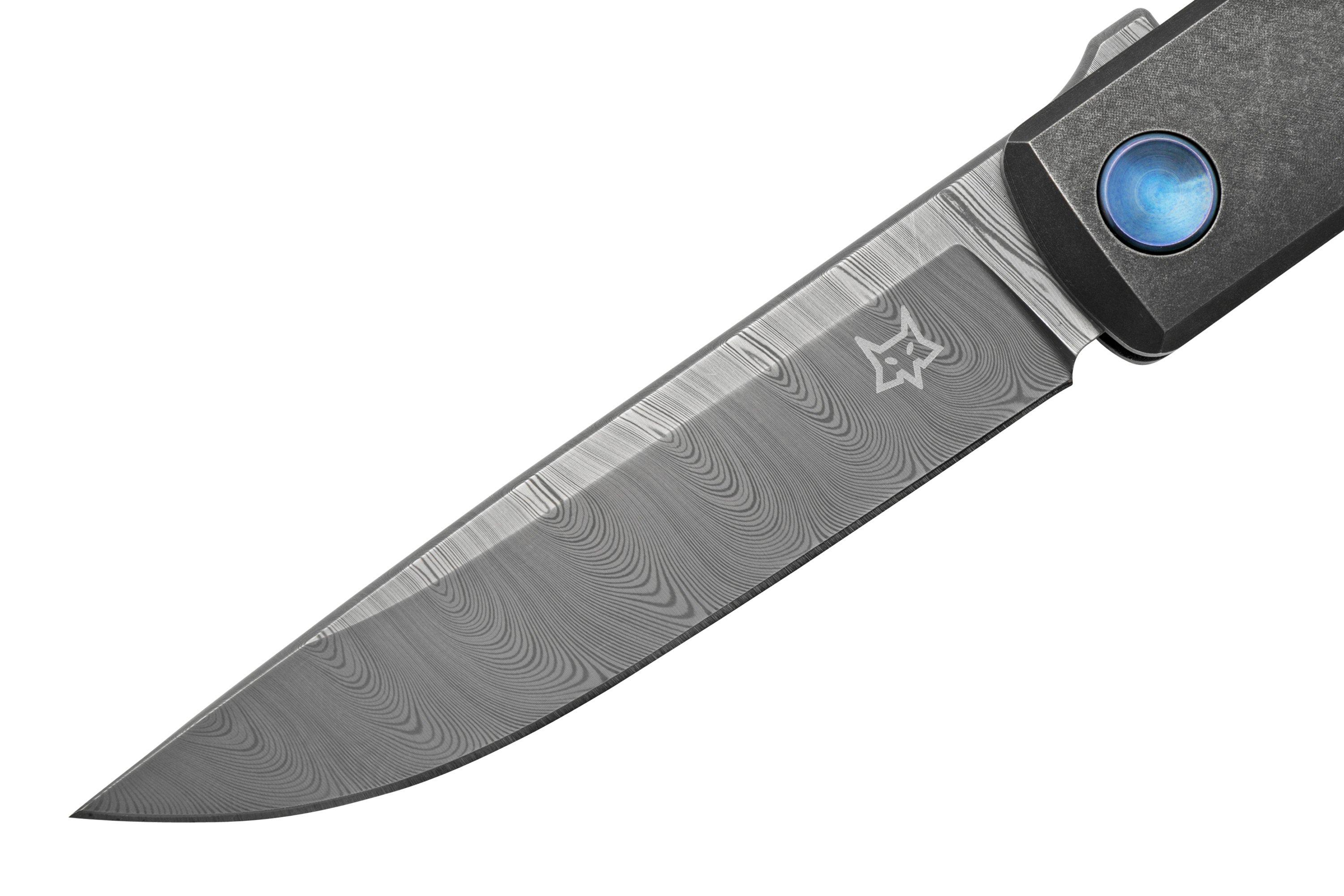 Fox Knives Chnops, FX-543 DBL, Black Titanium, Damasteel Gysinge, couteau de poche, Riccardo ...