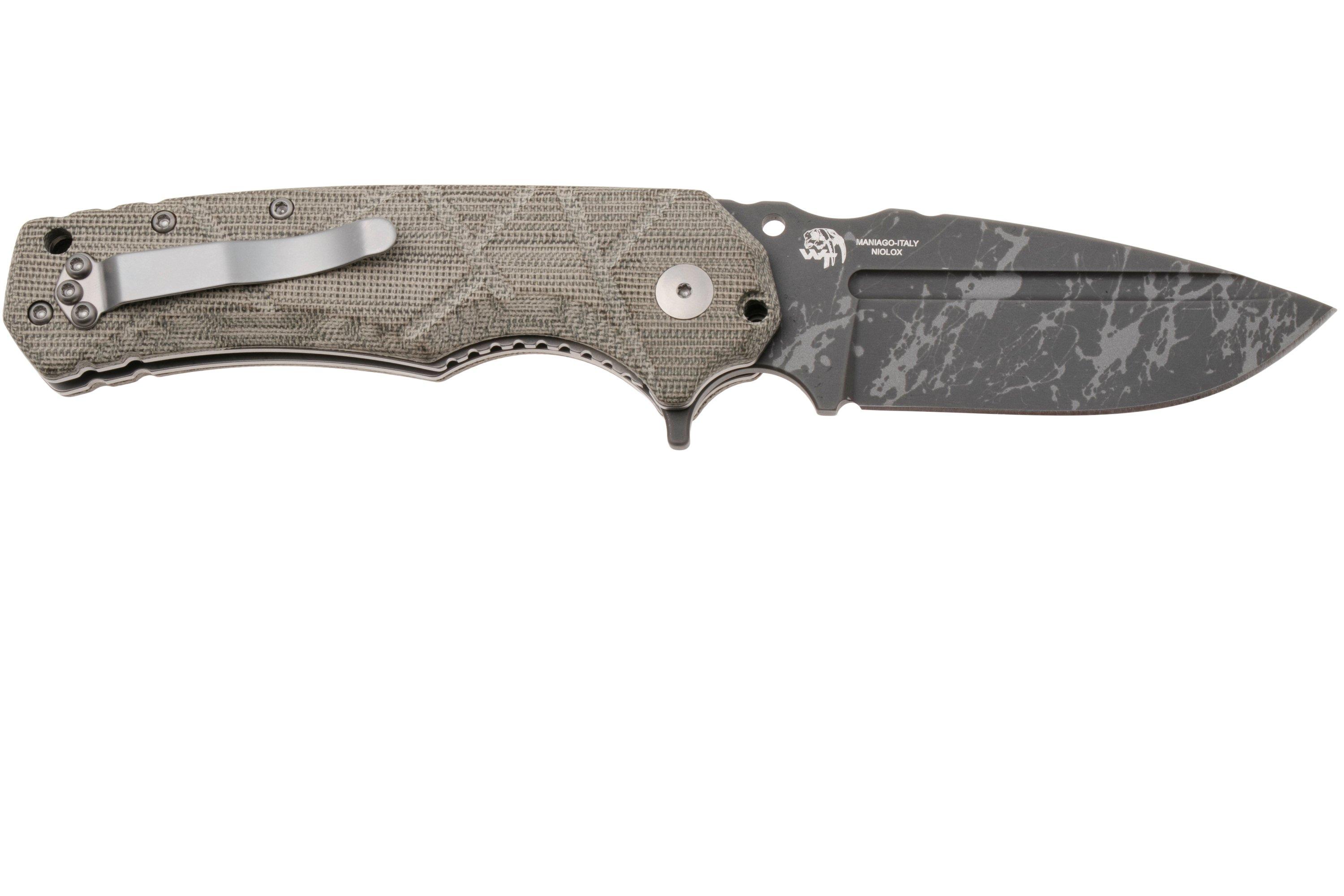 Fox Wander Tactical URO FX-557 Acid Etch Niolox, OD Green Canvas Micarta, zakmes | Voordelig ...