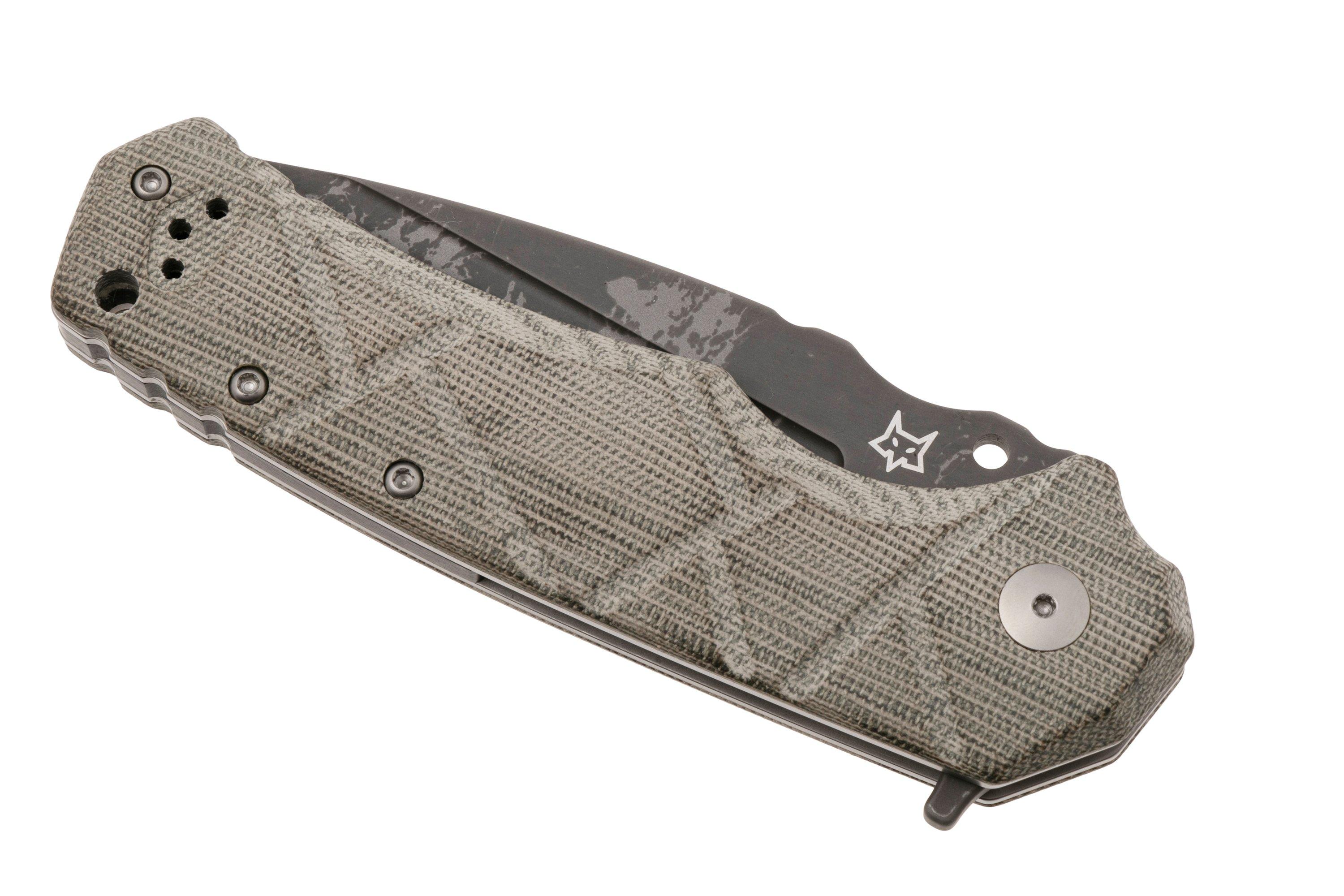 Fox Wander Tactical URO FX-557 Acid Etch Niolox, OD Green Canvas Micarta, zakmes | Voordelig ...