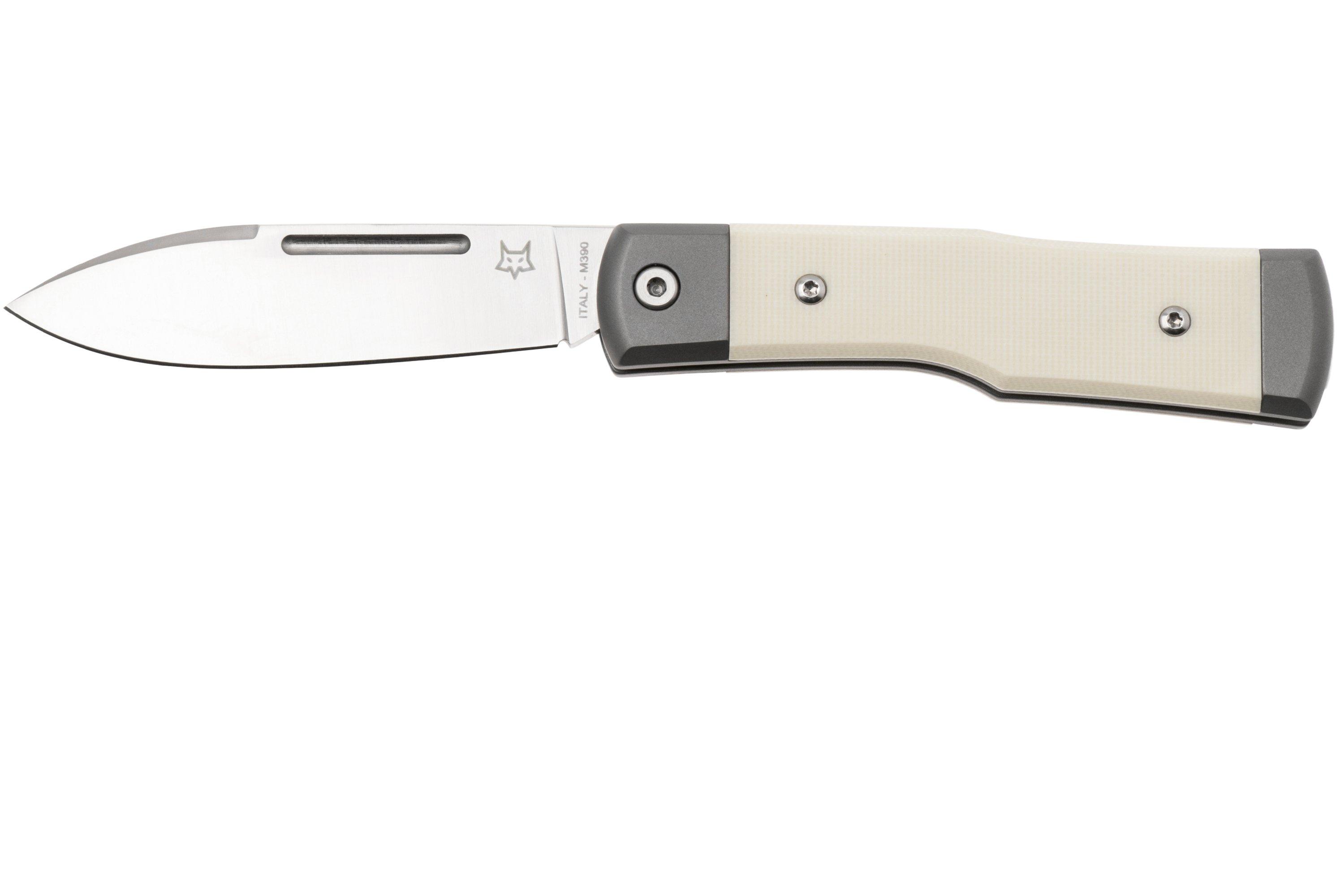 Fox Gunstock FX-558 BO, Satin M390, Titanium White Micarta, zakmes ...