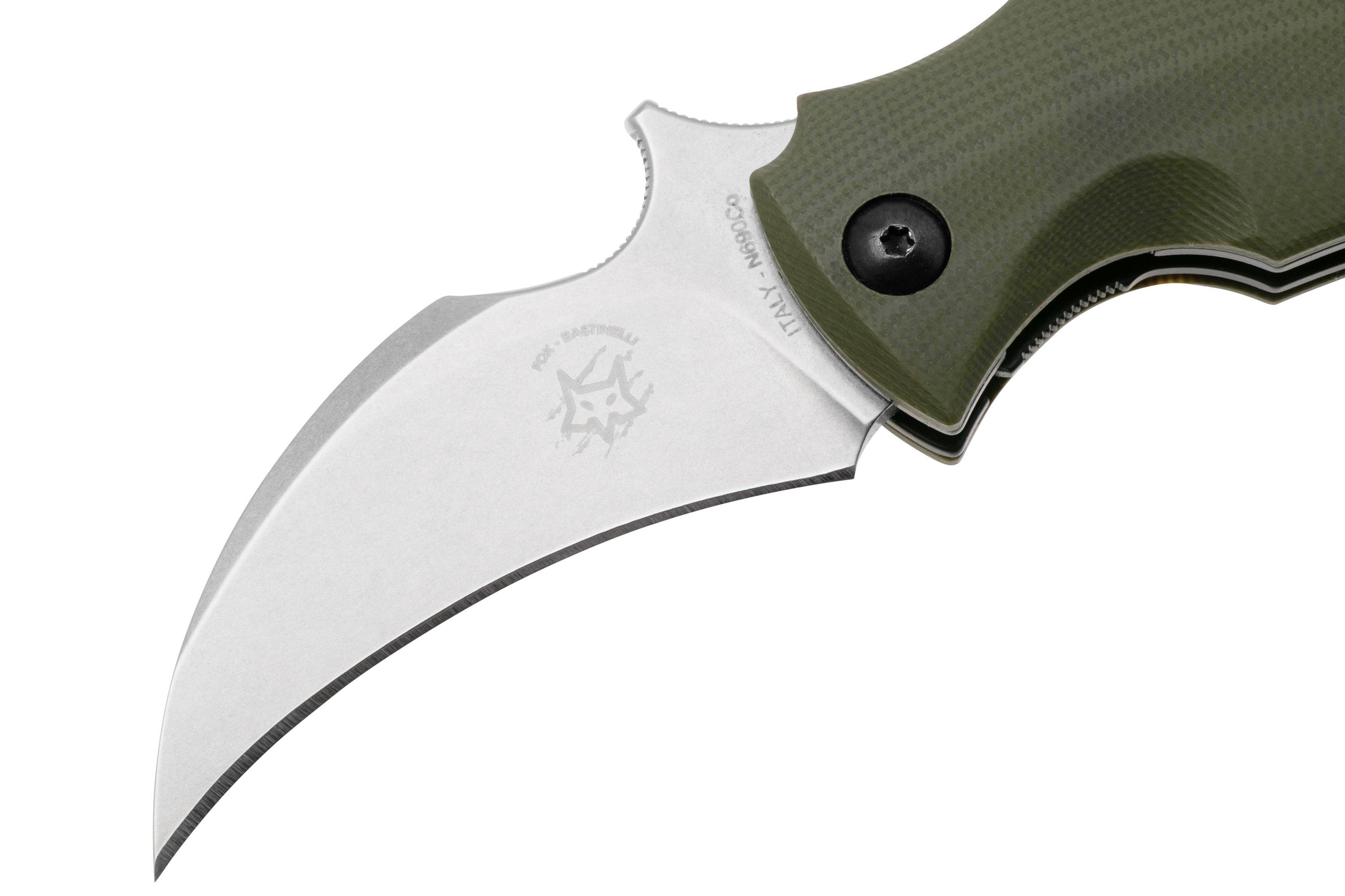 Fox Knives Black Bird Fx 591odsw Green G10 Stonewash Couteau De Poche