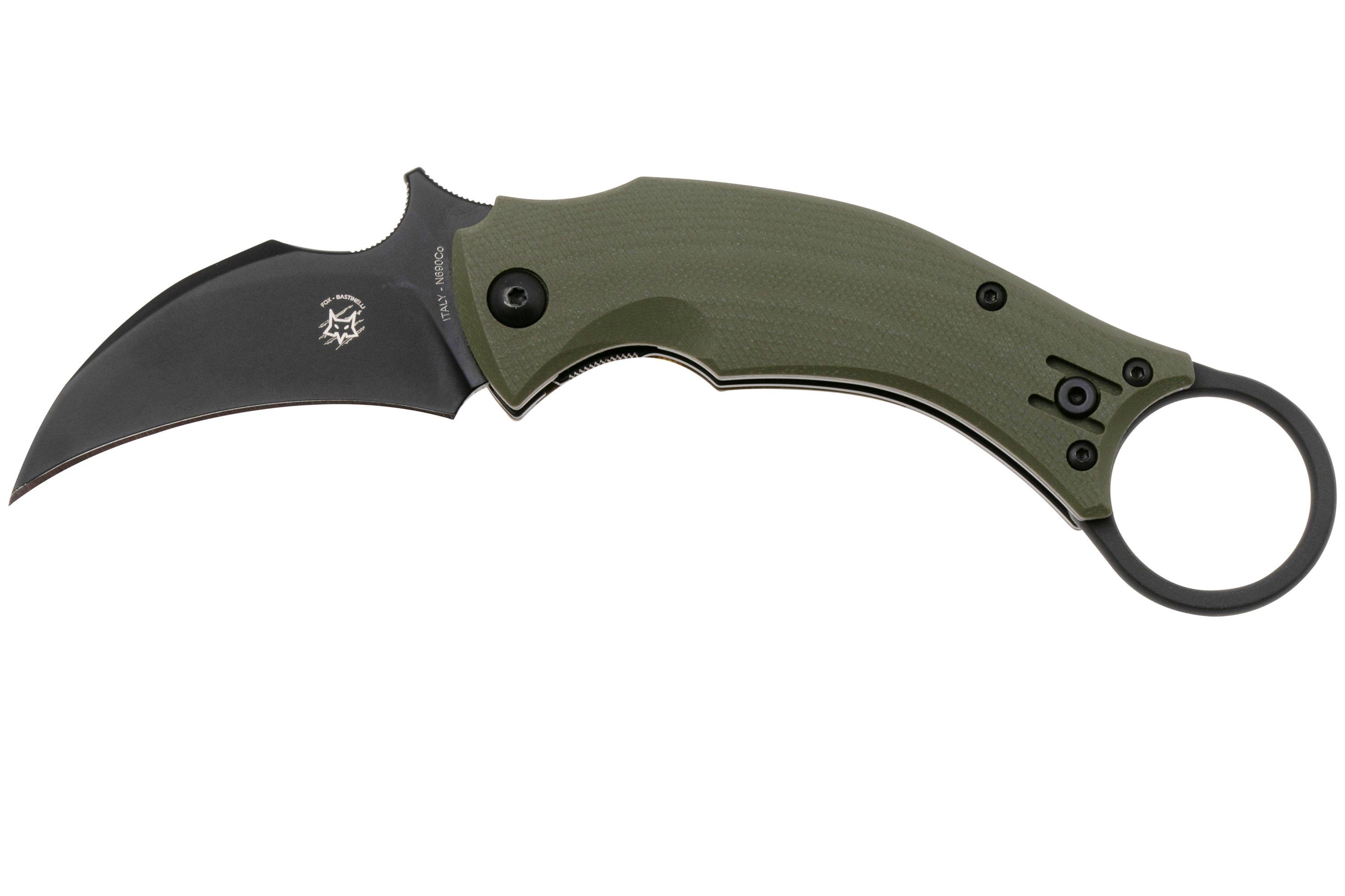 Fox Knives Black Bird Fx 591od Green G10 Black Blade Karambit Pocket