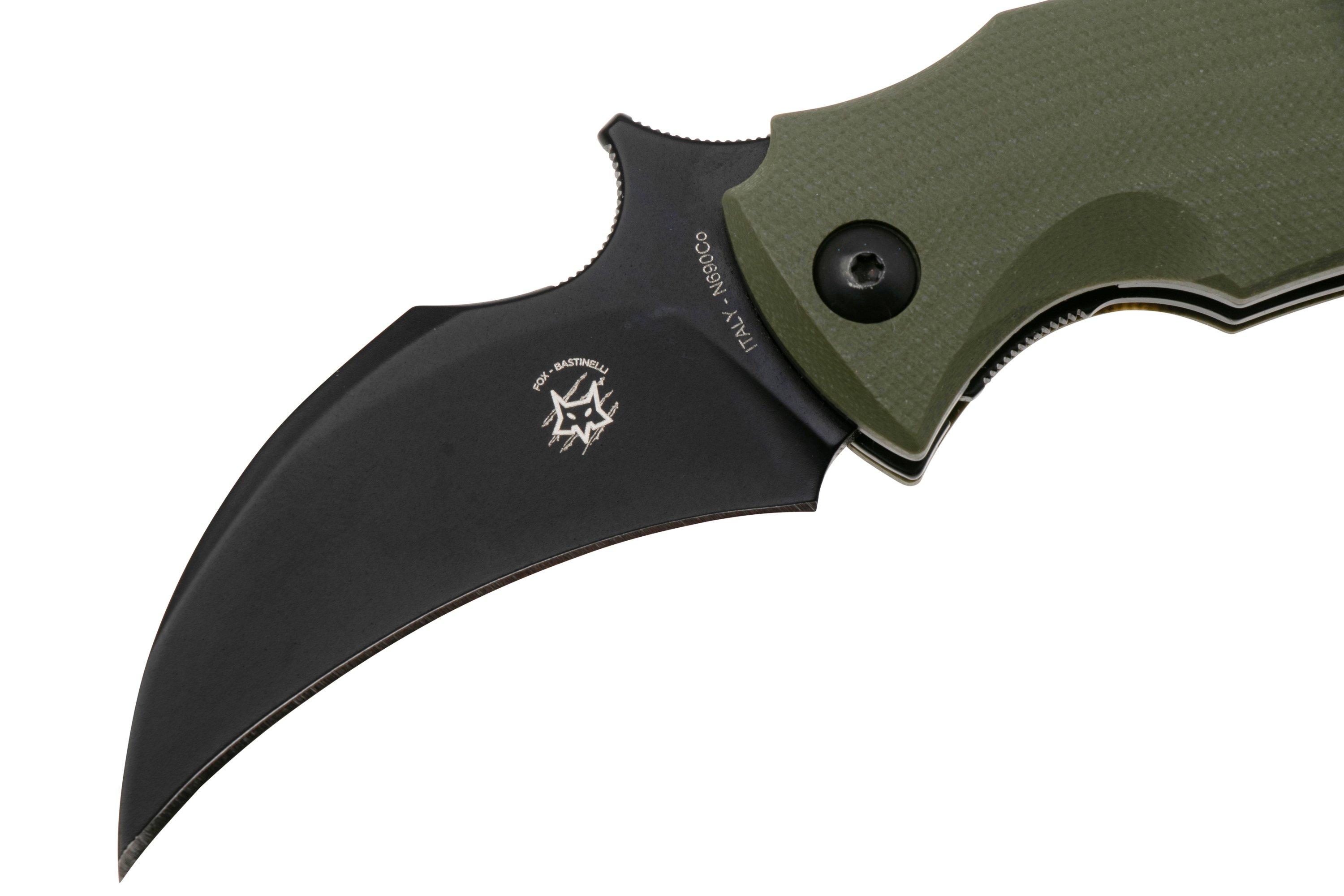 Fox Knives Black Bird Fx 591od Green G10 Black Blade Karambit Zakmes
