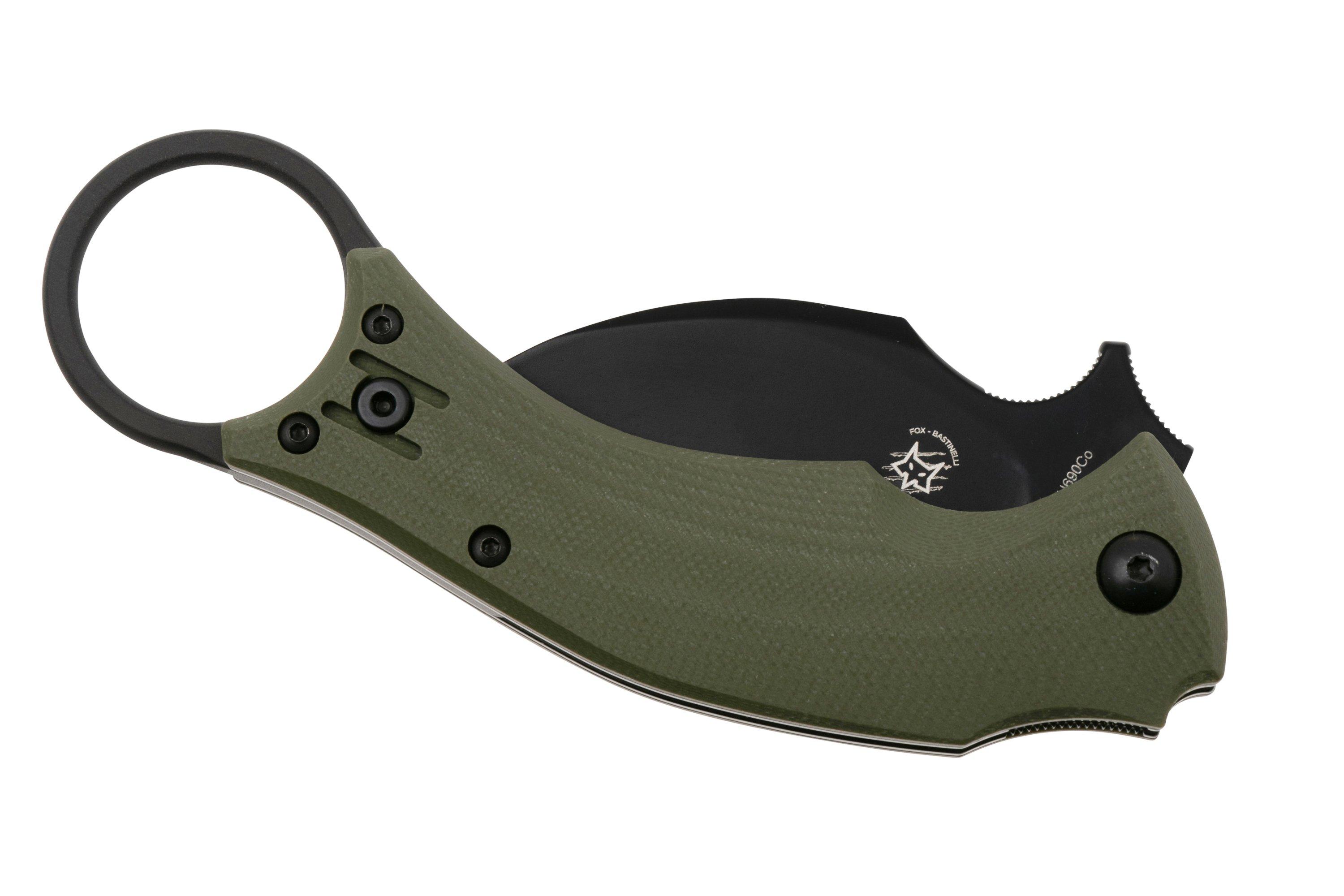 Fox Knives Black Bird Fx 591od Green G10 Black Blade Karambit Zakmes