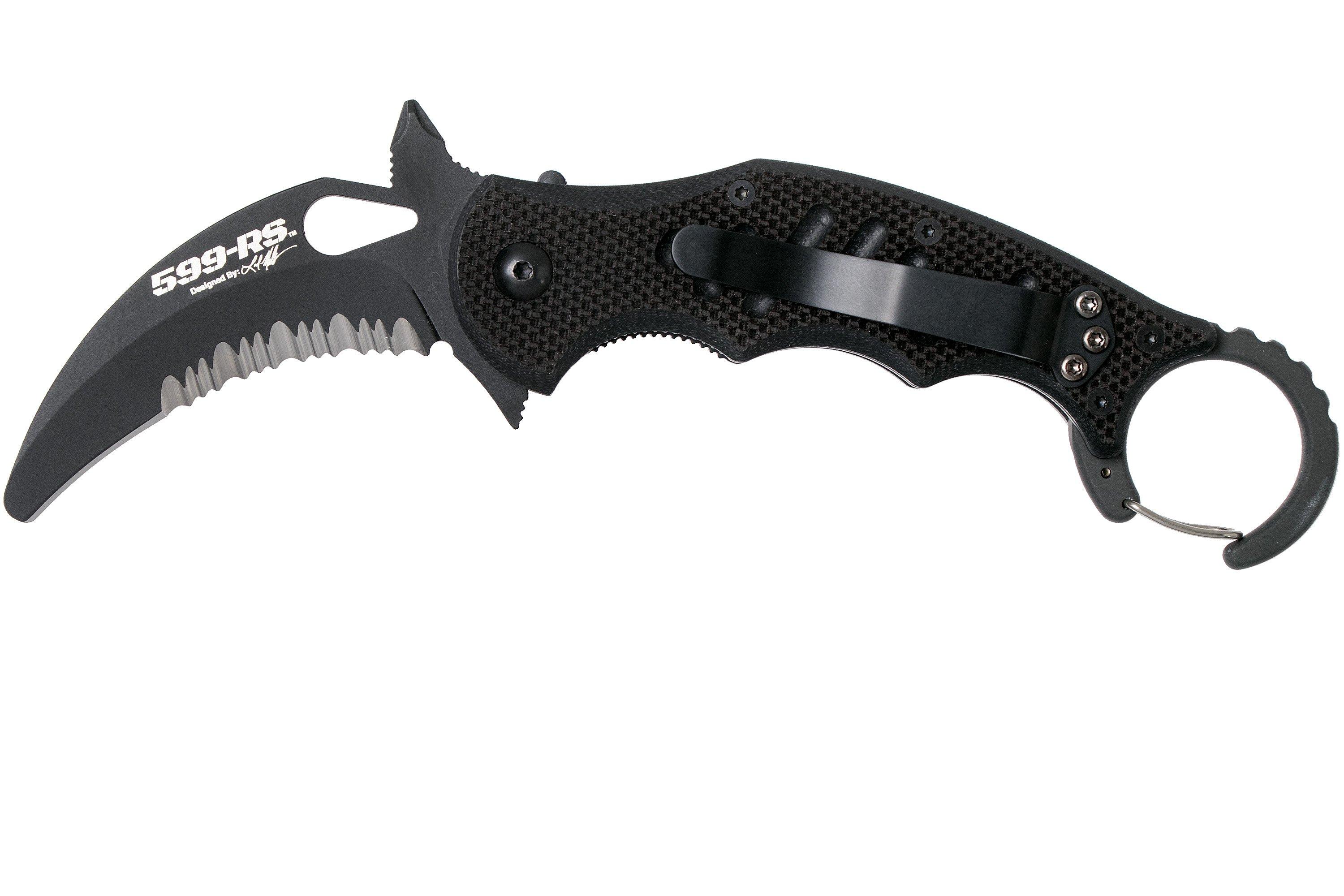 Fox Mini Karambit Rescue FX-599RS Black karambit knife | Advantageously ...