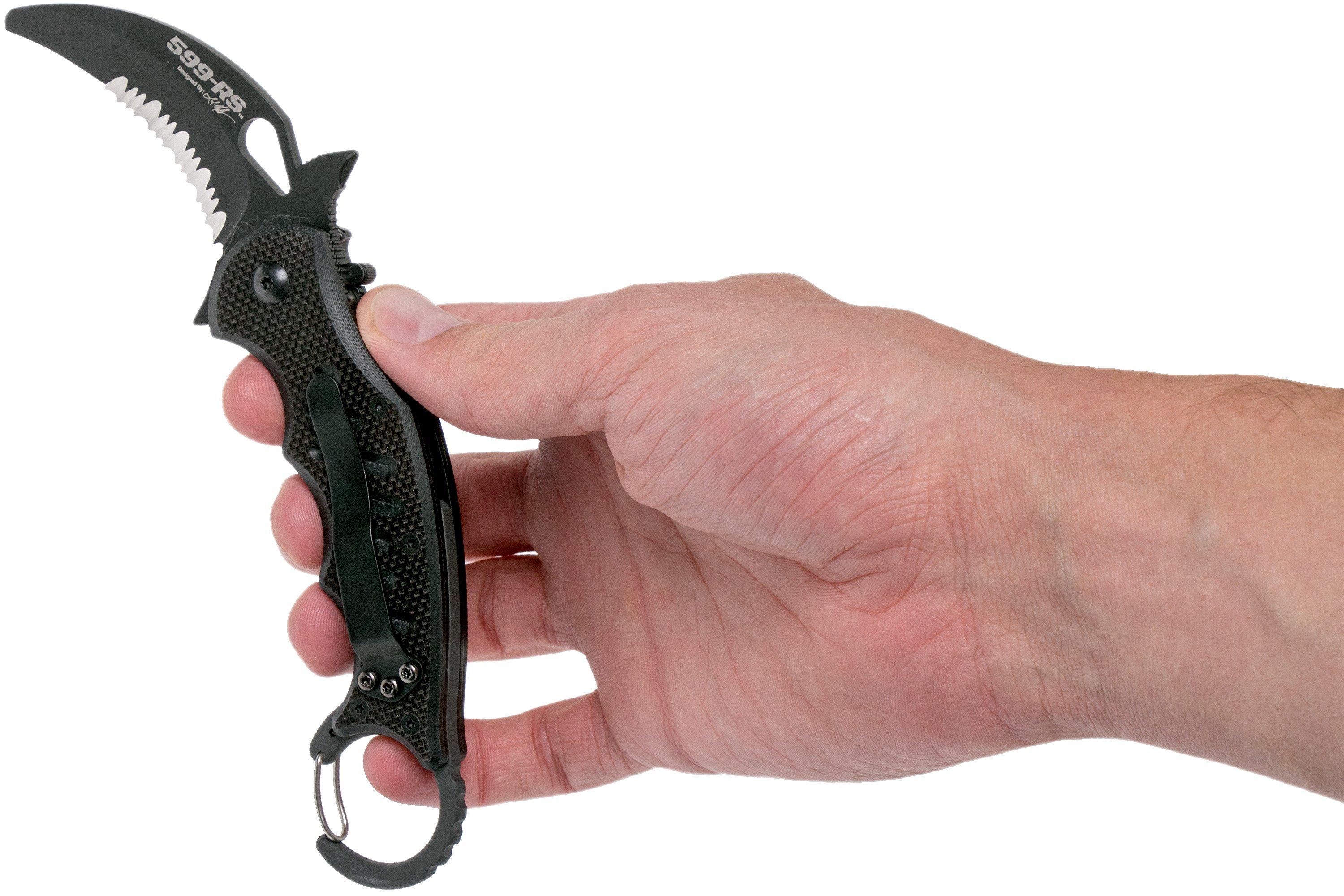 Fox Mini Karambit Rescue FX-599RS Black karambit knife | Advantageously ...