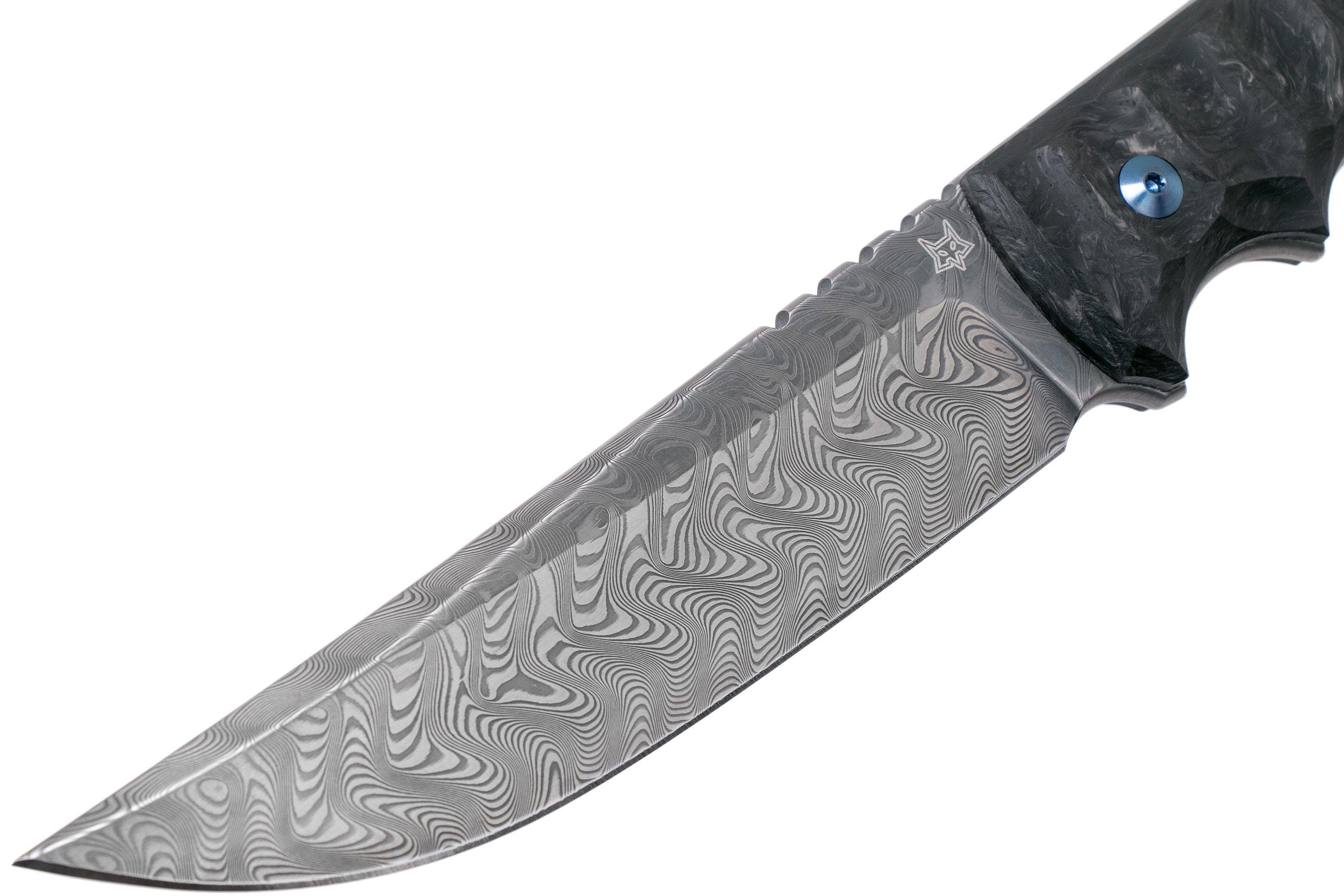 Fox Knives Ryu FX-634DCF Marble Carbon fibre, Herringbone Damascus ...