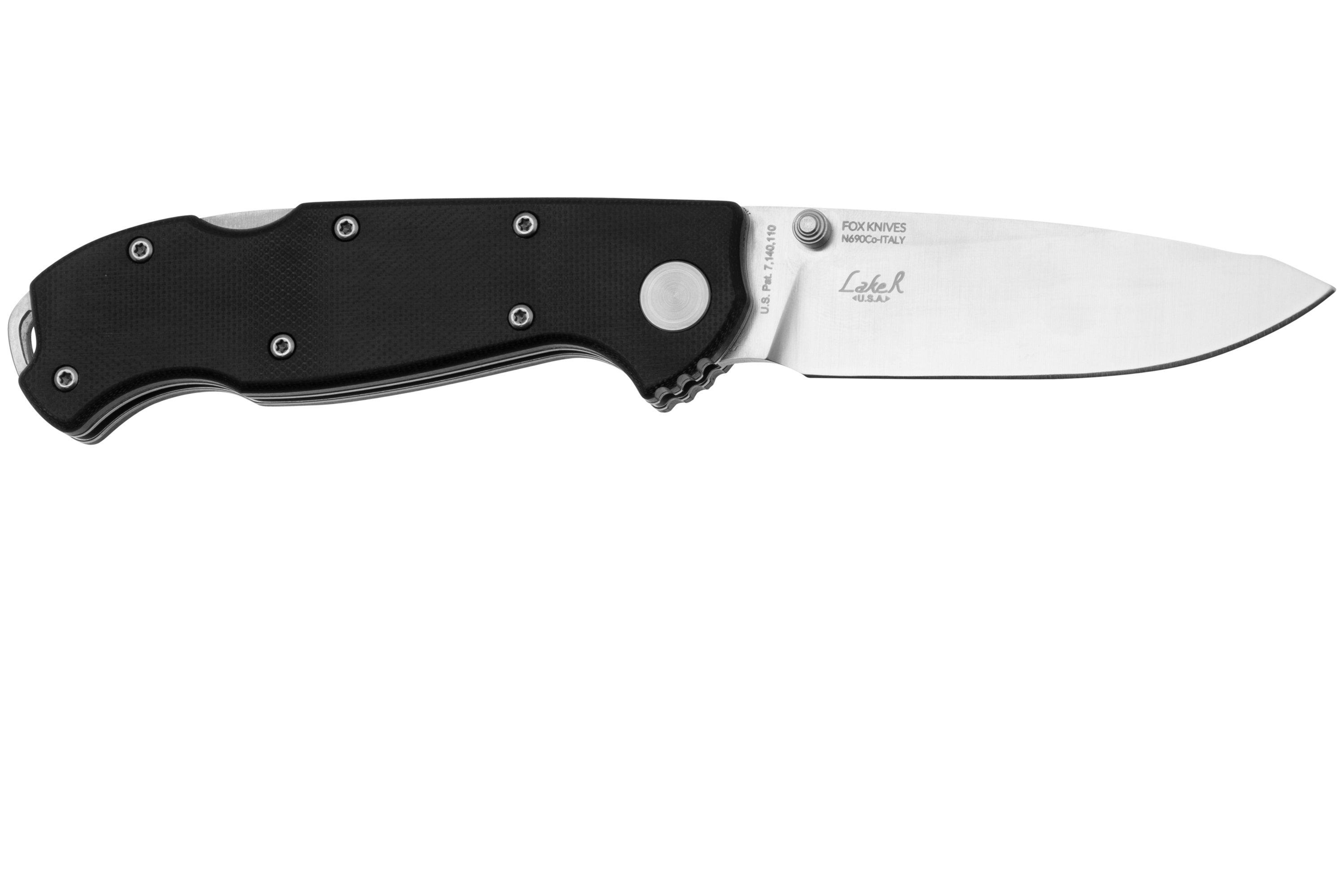 Fox Knives FX-RL01-G10 Satin N690Co, Black G10 pocket knife, Ron Lake ...