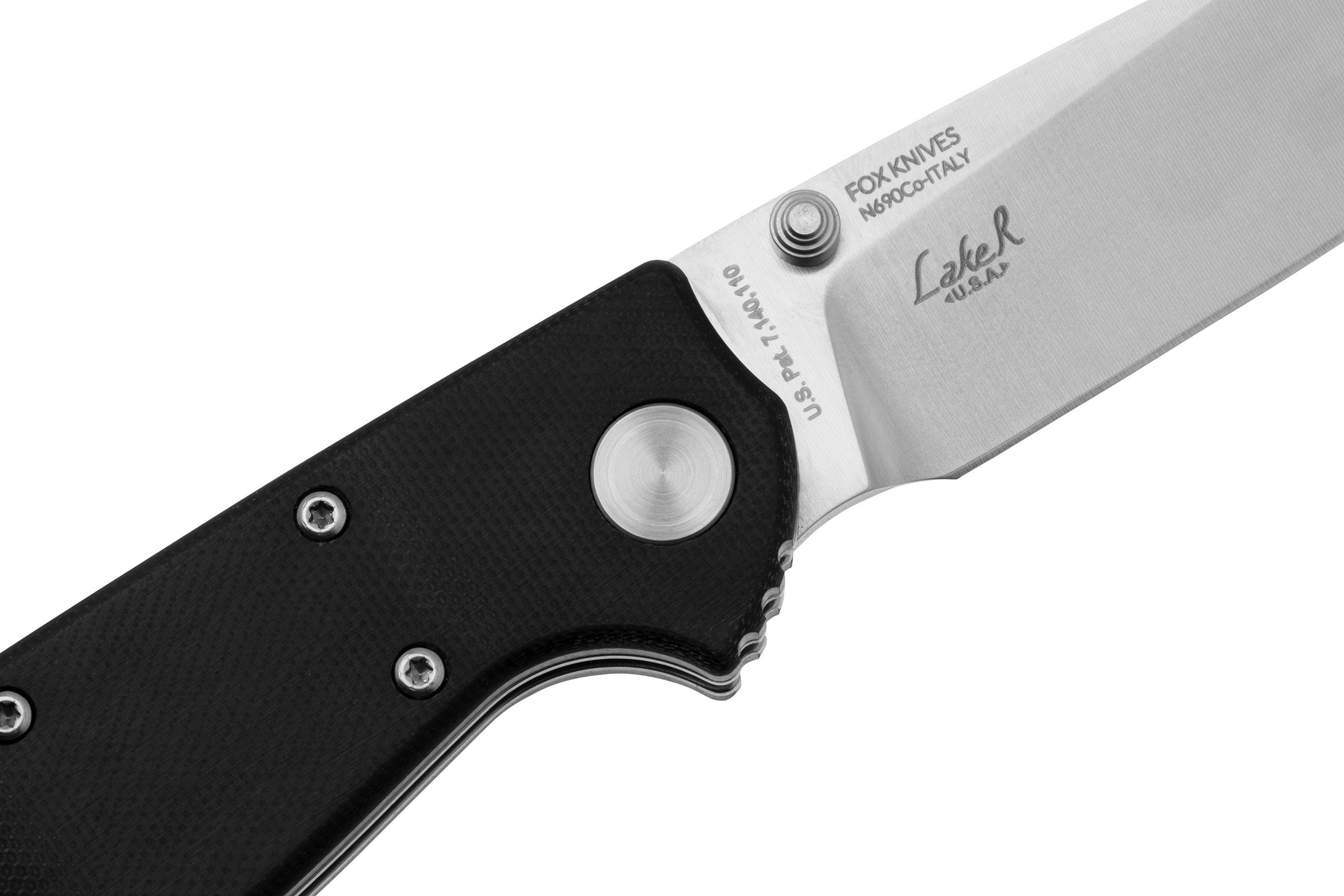 Fox Knives FX-RL01-G10 Satin N690Co, Black G10 pocket knife, Ron Lake ...