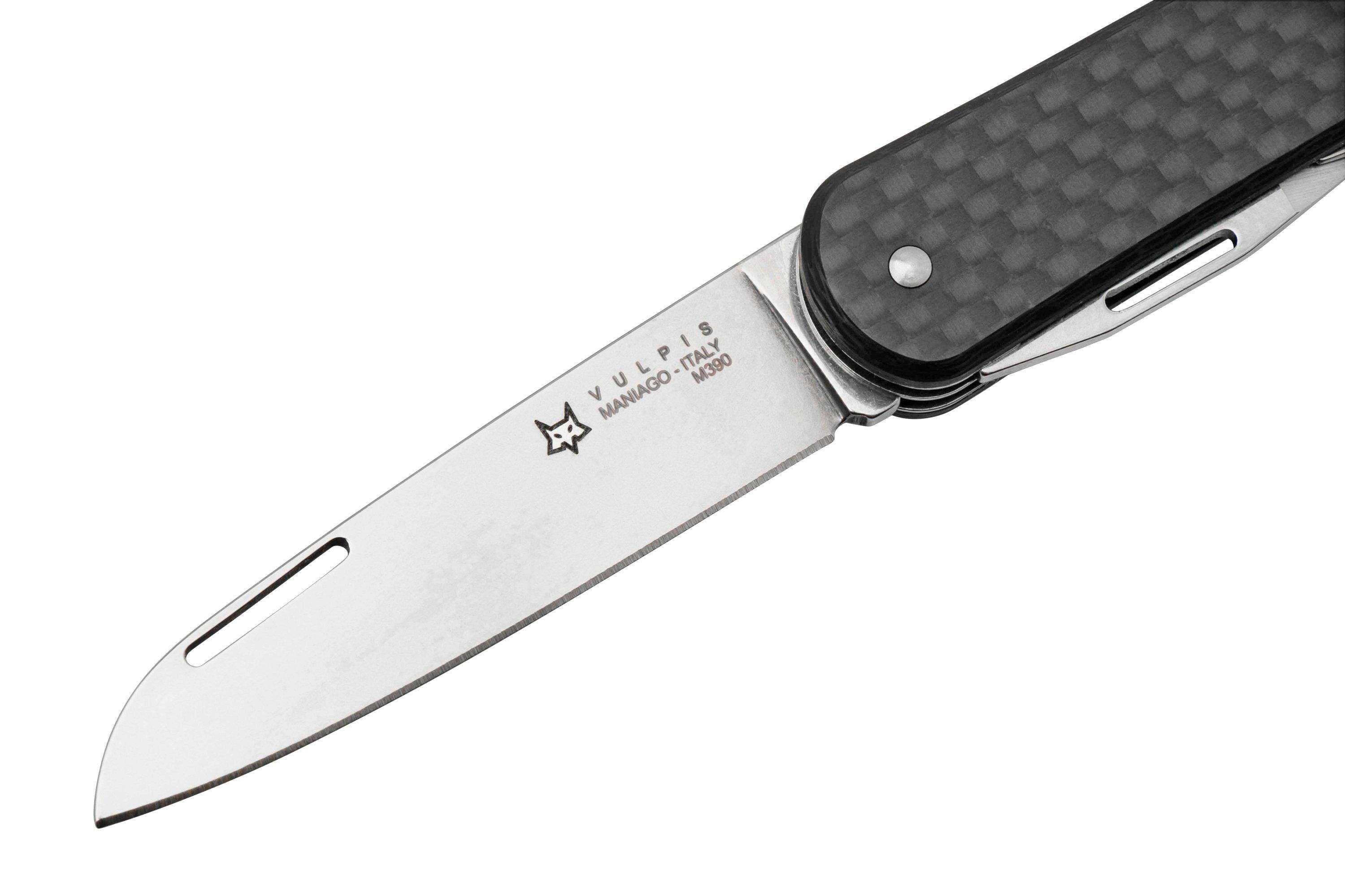 FOX Vulpis 3-Tools FX-VP130-3CF, M390, Black Carbon Fiber, canivete ...