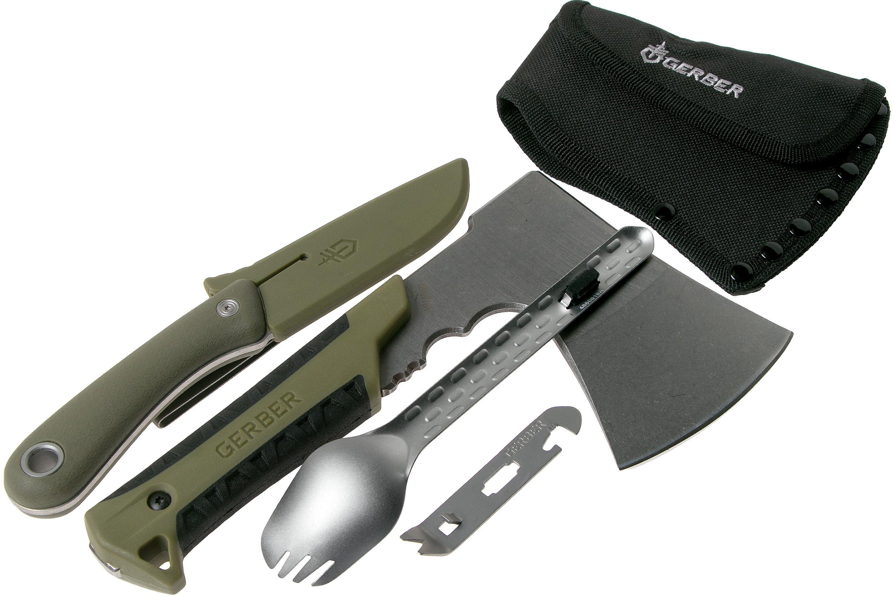 Gerber Pack Hatchet, Spine fixed knife & Devour spork Box EFS ...
