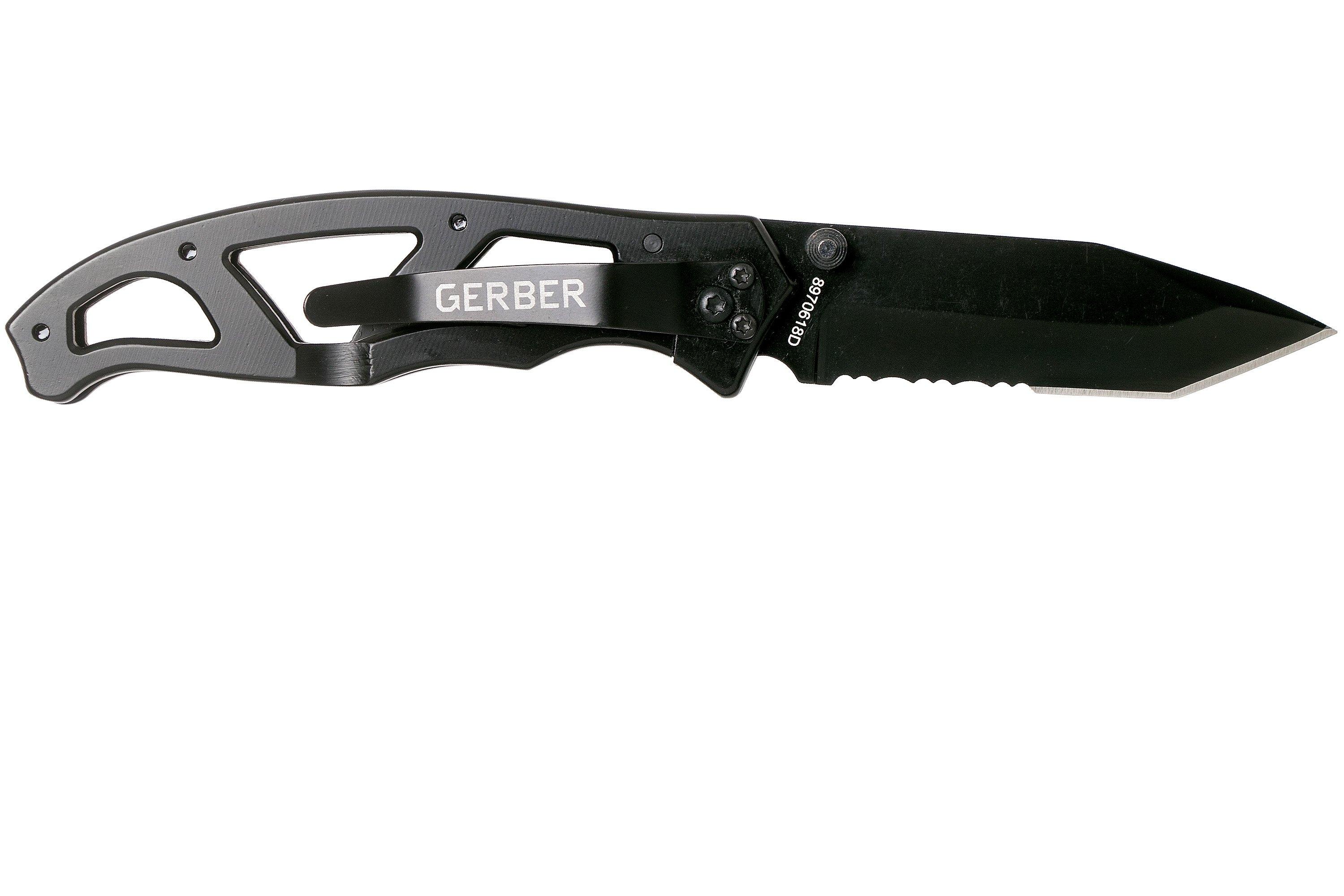 Gerber Paraframe I Tanto Black Serrated 31-003628 pocket knife ...
