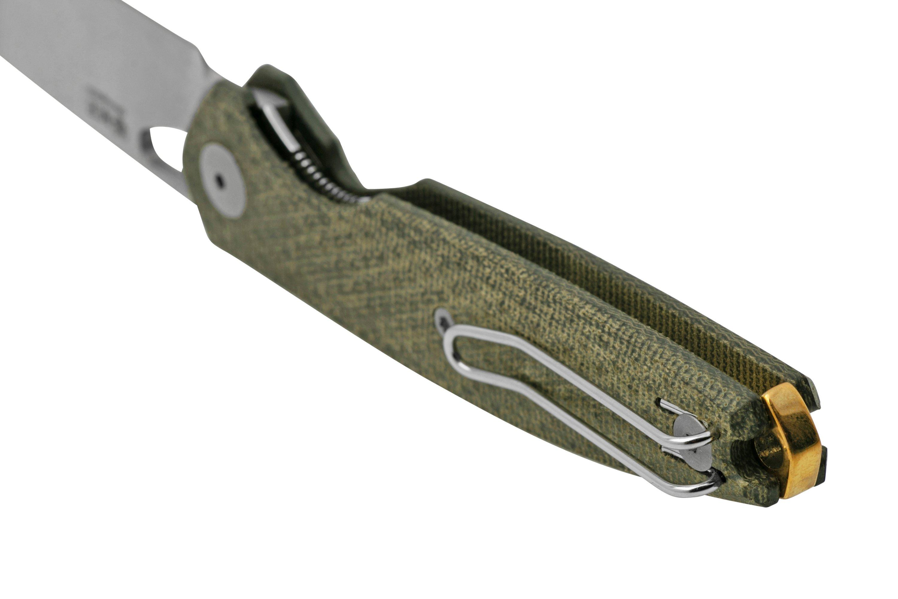 GiantMouse ACE REO Green Canvas Micarta Satin MagnaCut, pocket knife ...