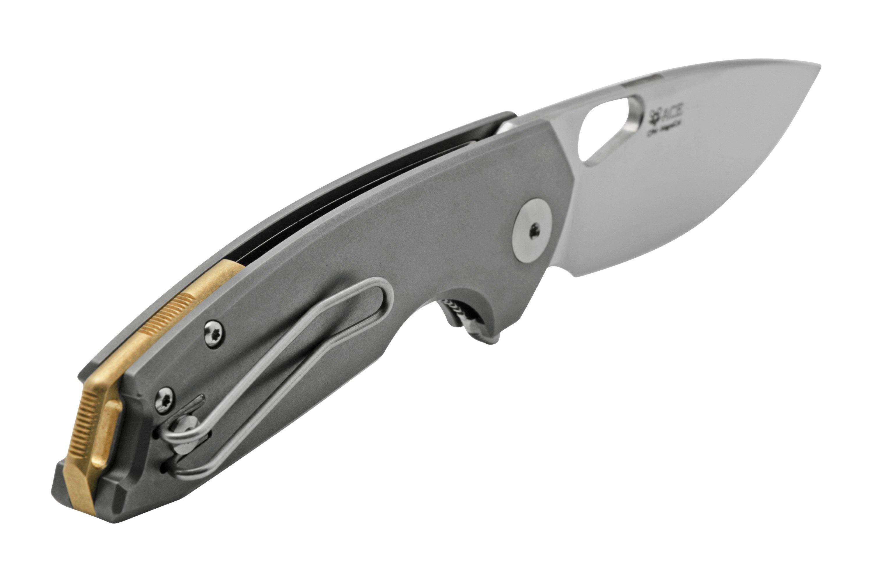 GiantMouse ACE Tribeca TRI-TI Satin Magnacut, Titanium, pocket knife ...