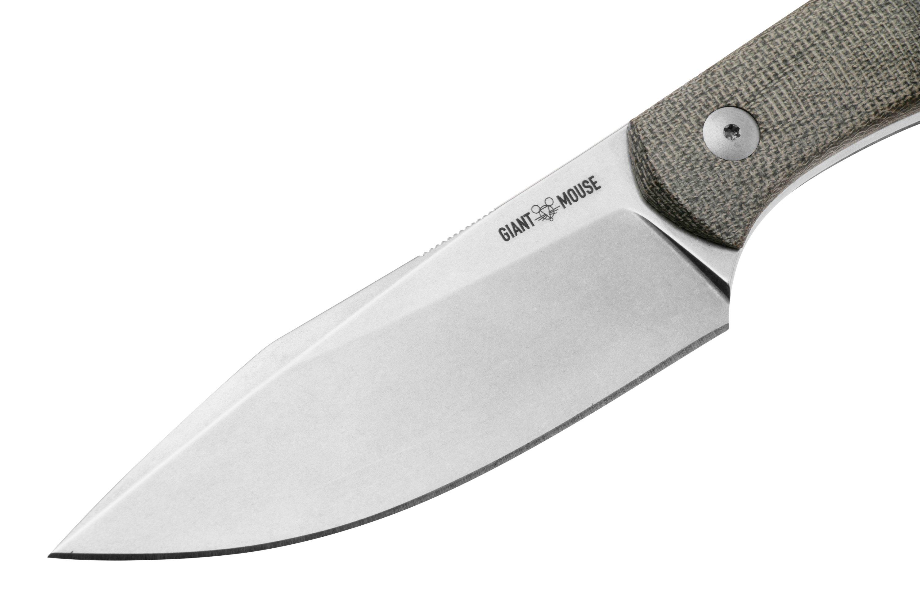 GiantMouse GMF2 Scout Green Canvas Micarta, fixed knife, Ansø en ...