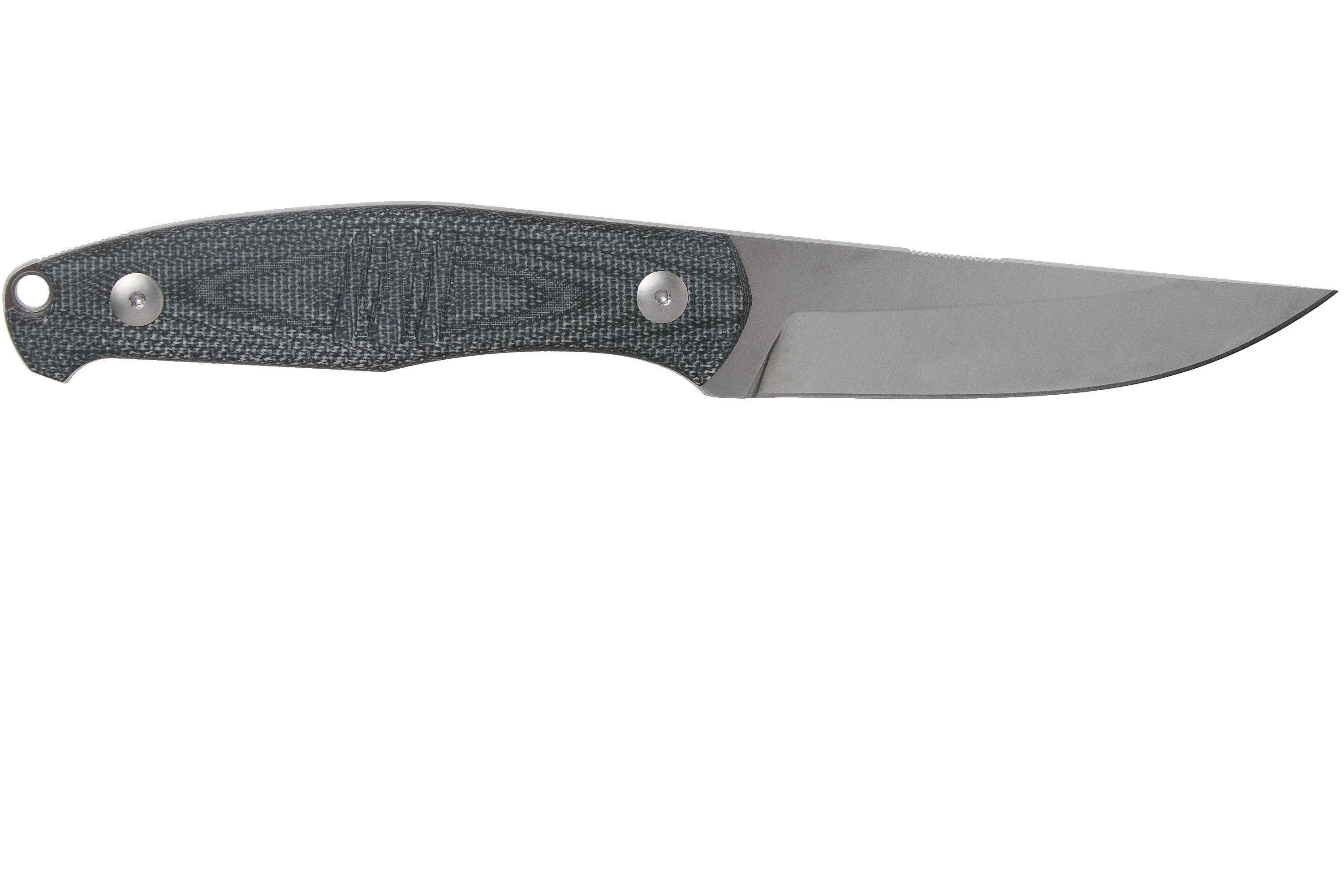 GiantMouse GMF2-DB Double Black Canvas Micarta, Satin, fixed knife ...