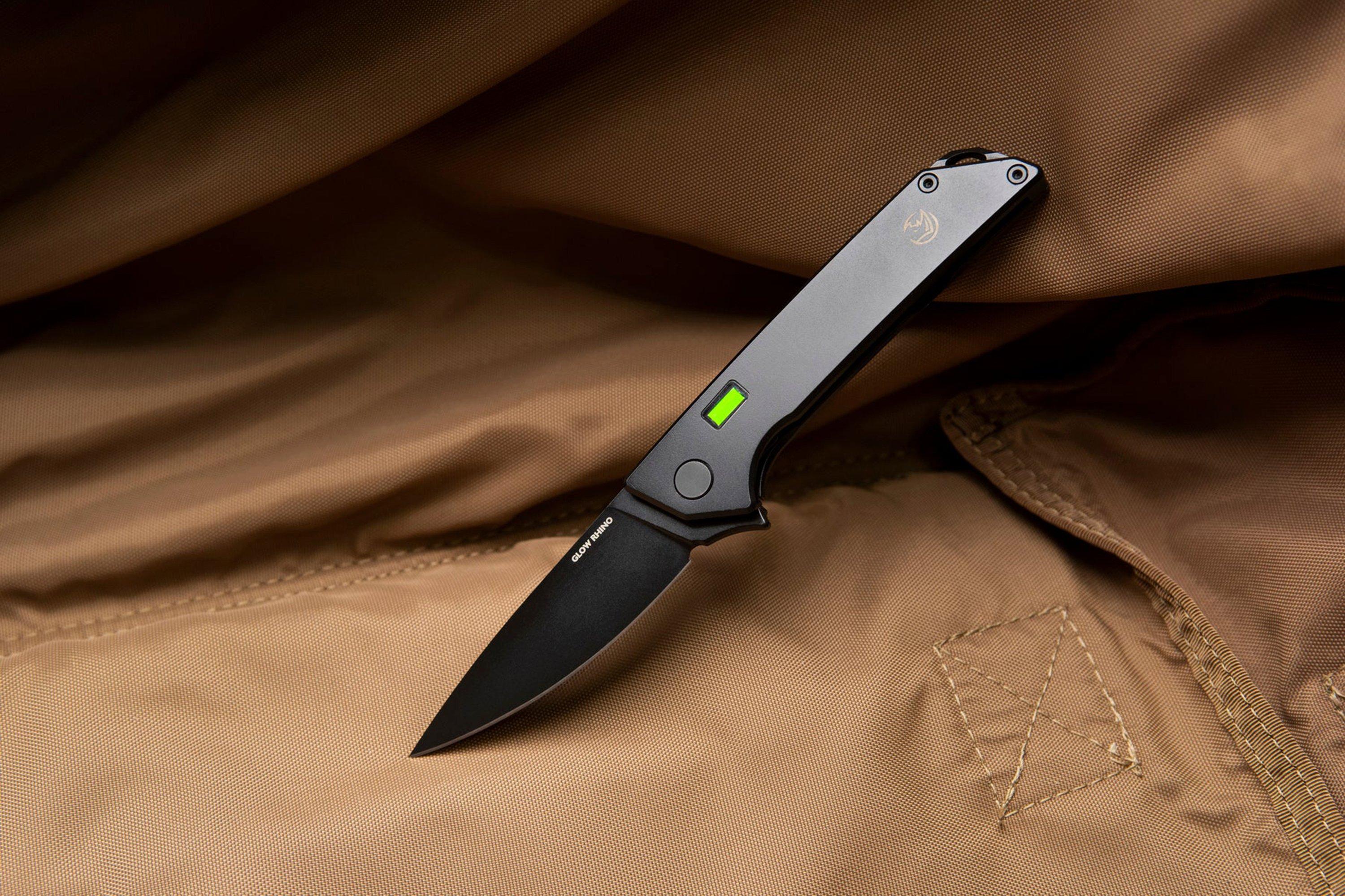 Glow Rhino Reactor KNIFE-REACT-TI-BLC PVD S35VN, PVD Titanium Green ...