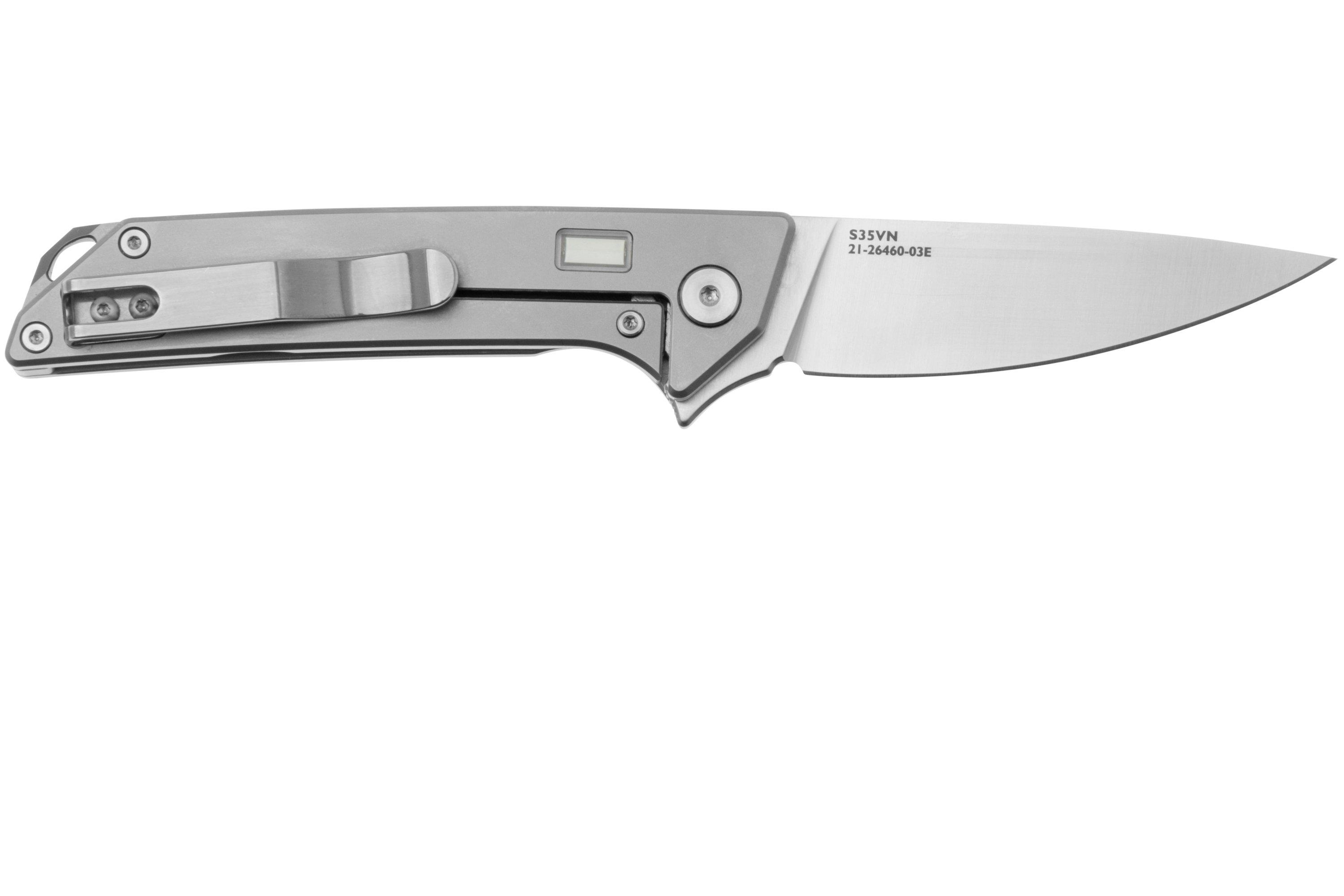 Glow Rhino Reactor KNIFE-REACT-TI Satin S35VN, Titanium Green Tritium ...