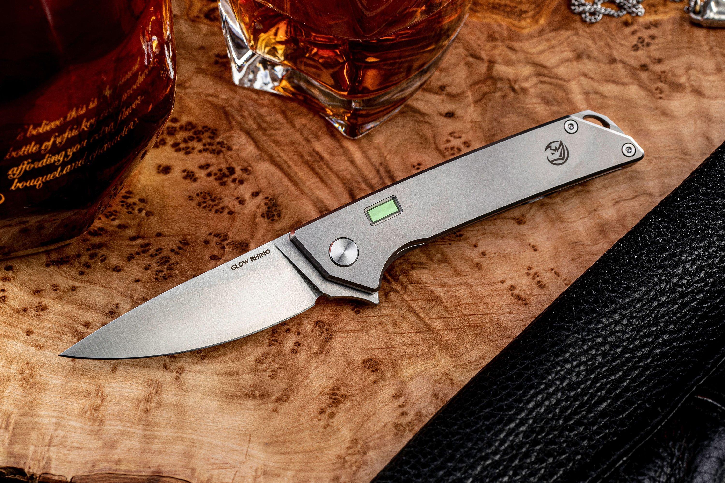 Glow Rhino Reactor KNIFE-REACT-TI Satin S35VN, Titanium Green Tritium ...