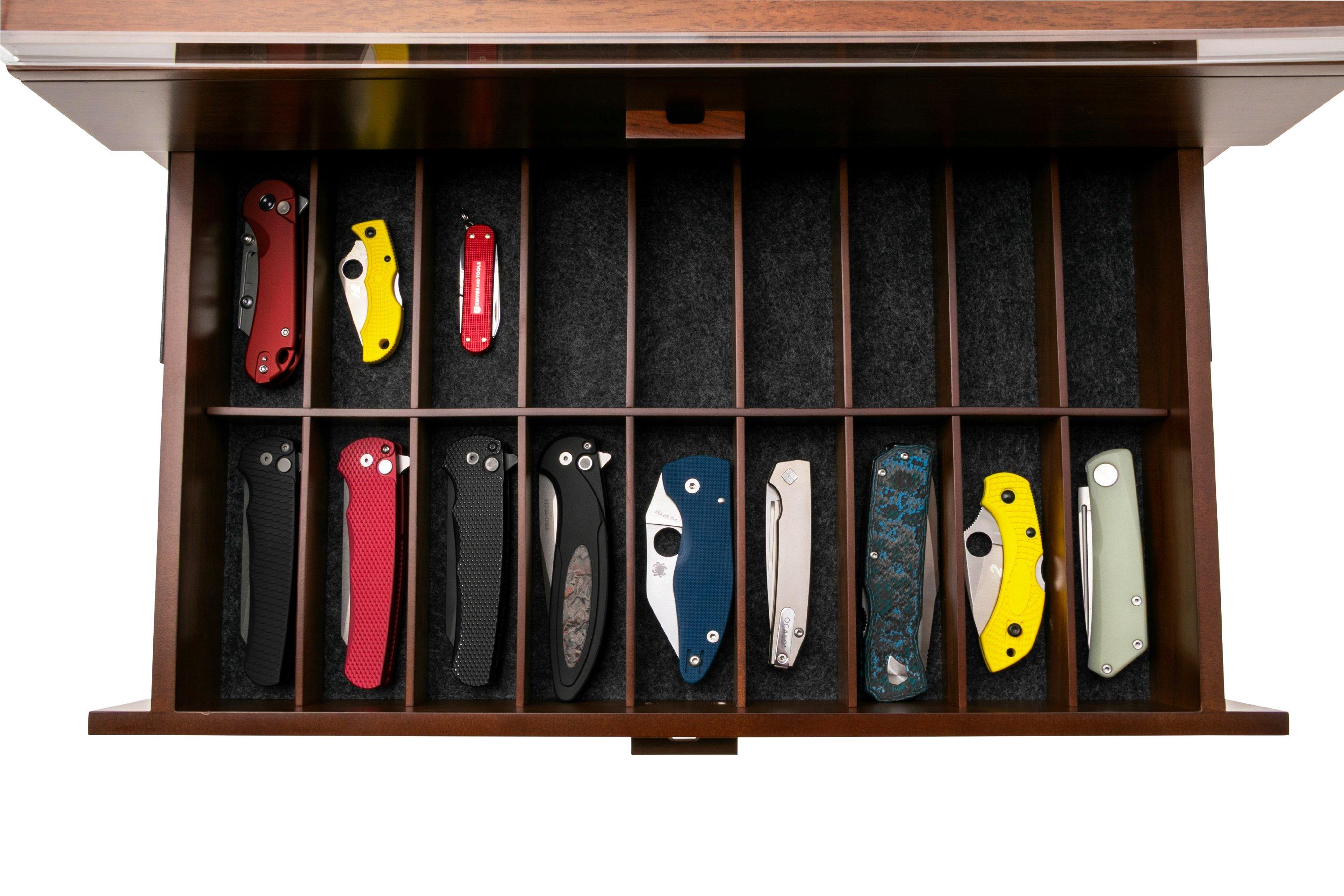 Holme & Hadfield Armada Knife Display Case AD-WT-0992-1 Walnut, pocket knives display 50 for ...