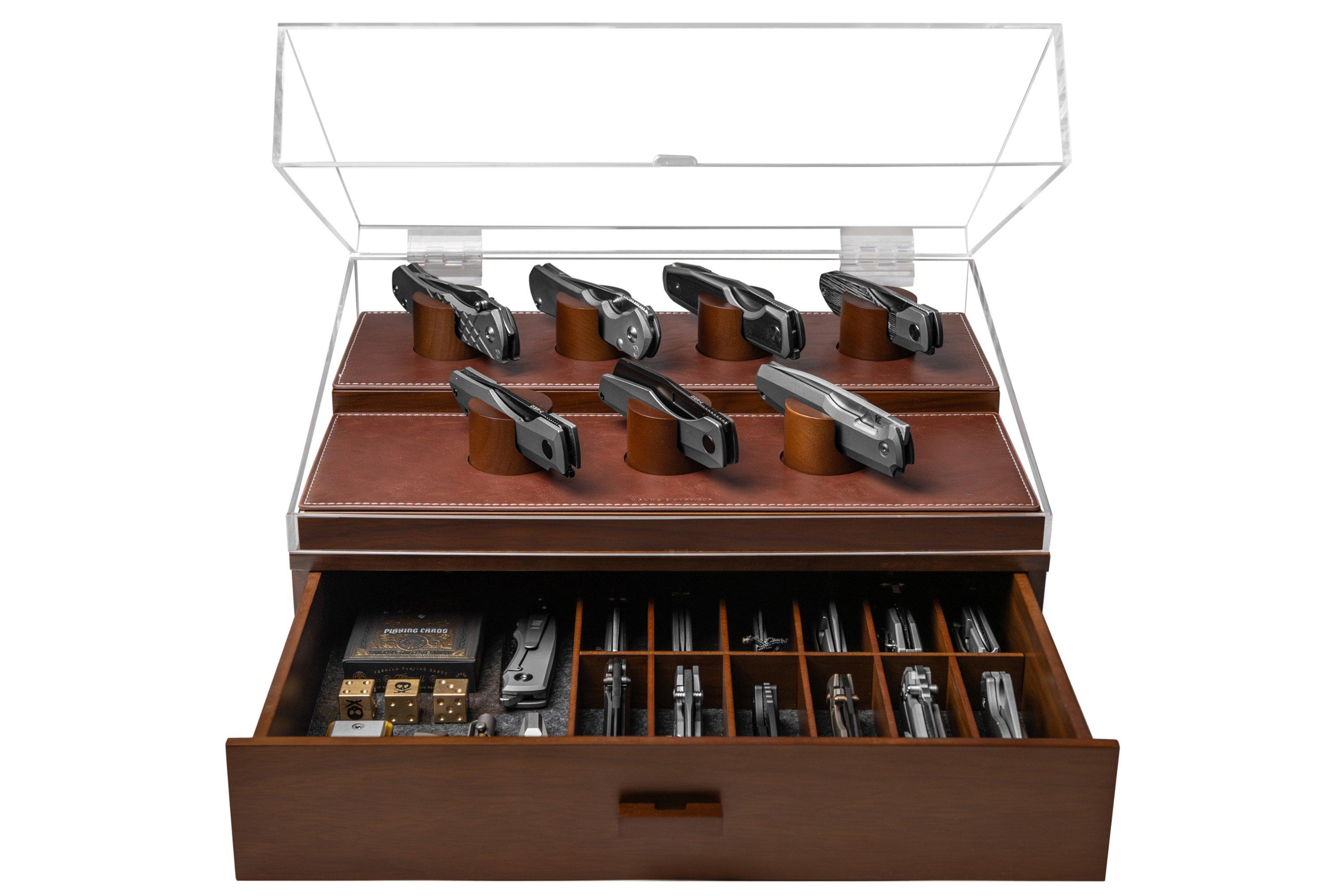 Holme & Hadfield Armory Pro Knife Display Case ARP-WT-794-1 Walnut, pocket knives display 30 for ...