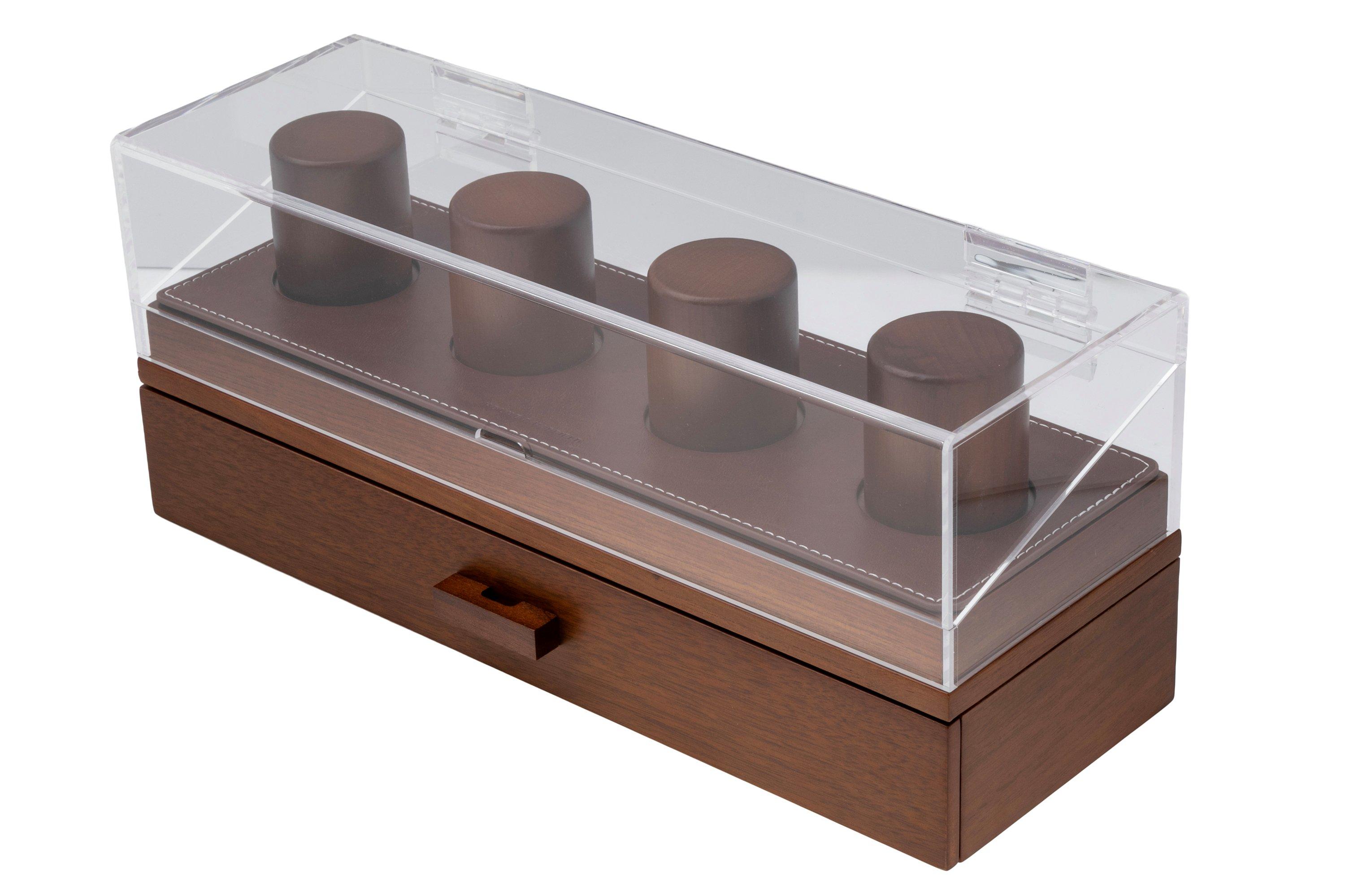 Holme & Hadfield Watch Deck Pro LP-Y09T-8KUM Walnut, watch display for 4 pieces | Advantageously ...