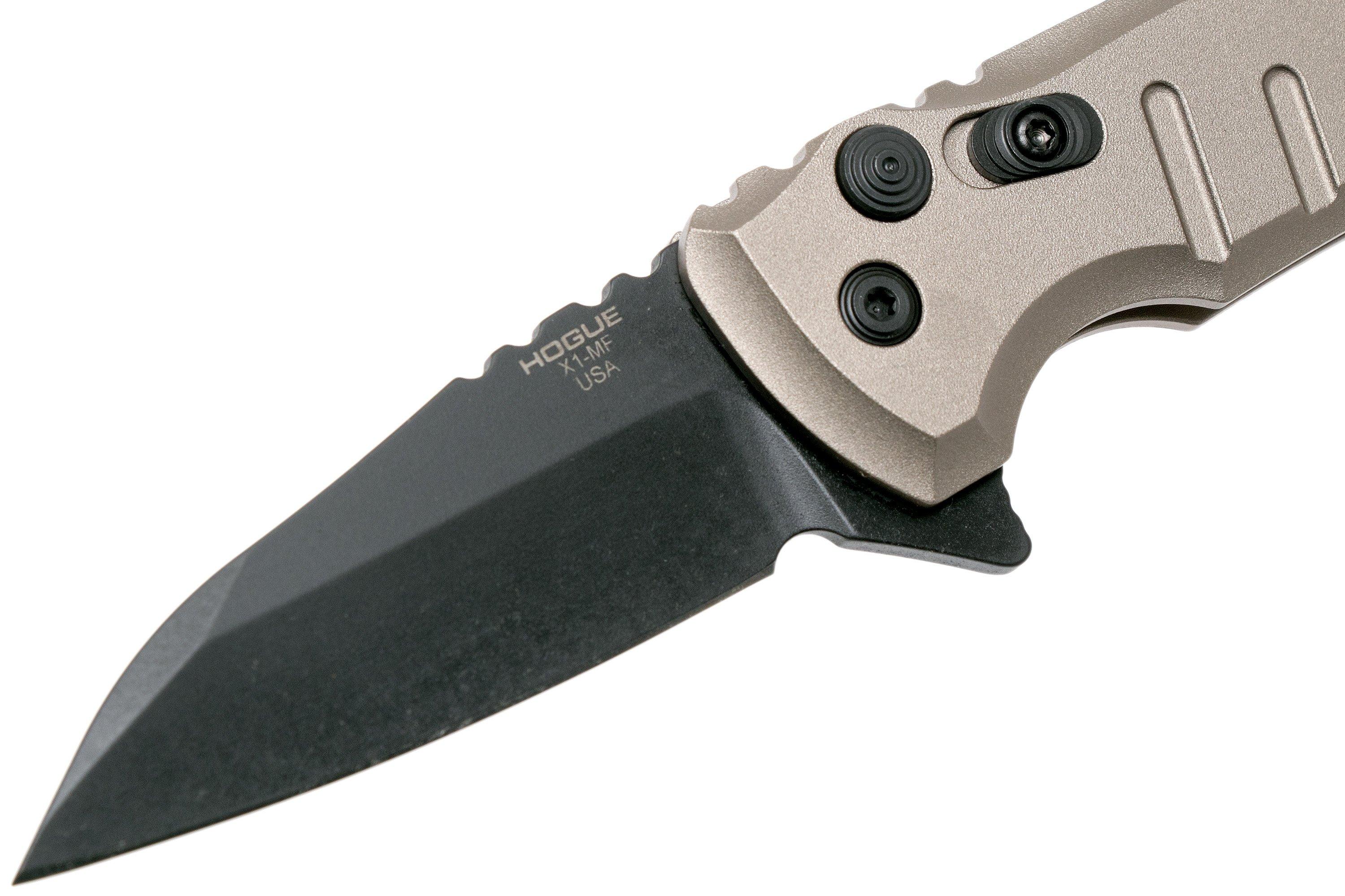 Hogue X1 Microflip Desert Tan, Black Wharncliffe Blade couteau de poche ...