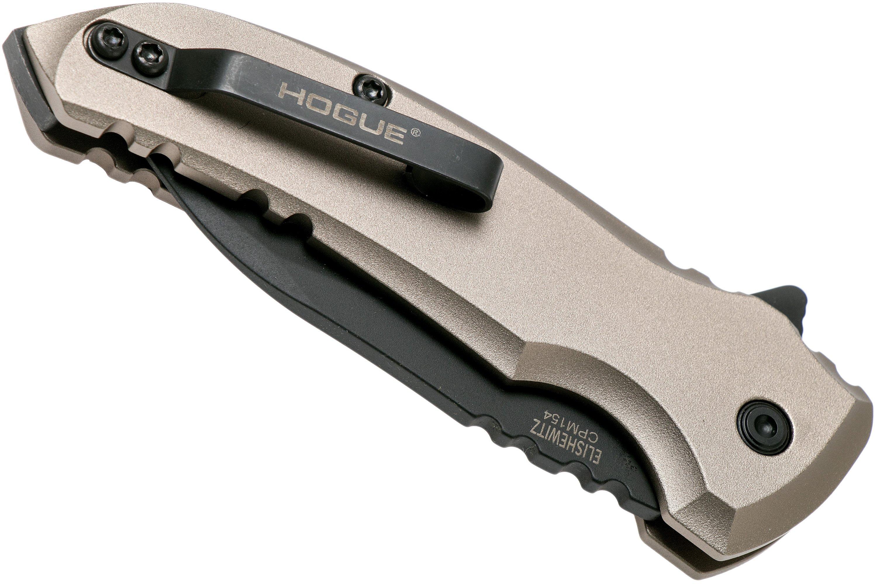 Hogue X1 Microflip Desert Tan, Black Wharncliffe Blade couteau de poche ...