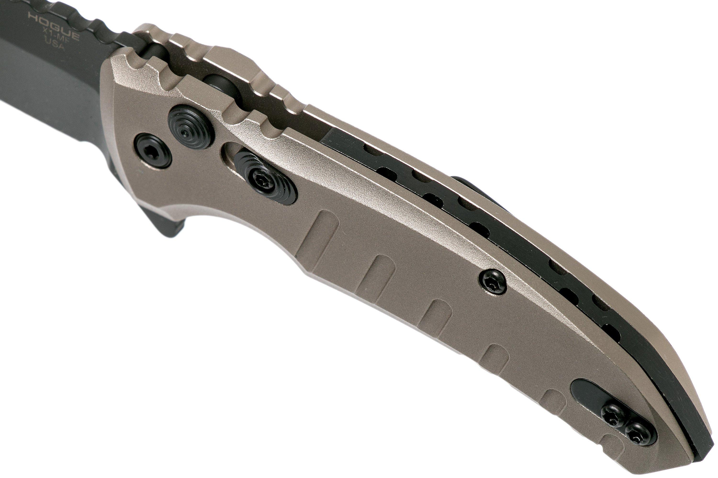 Hogue X1 Microflip Desert Tan, Black Wharncliffe Blade couteau de poche ...